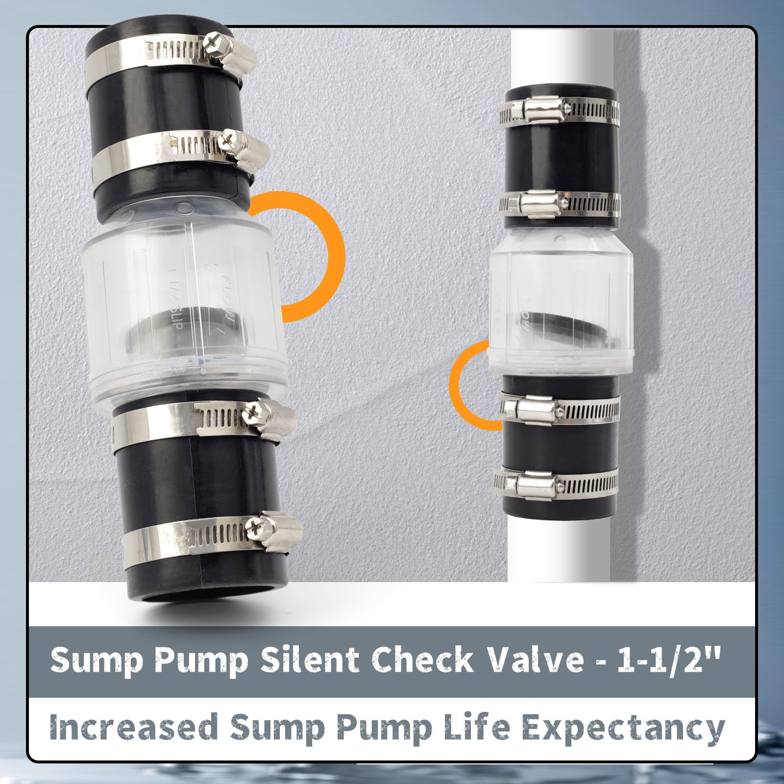 1 1/2 Inch - Quiet Spring-Loaded Flapper Valve With Buna-N Couplings ...