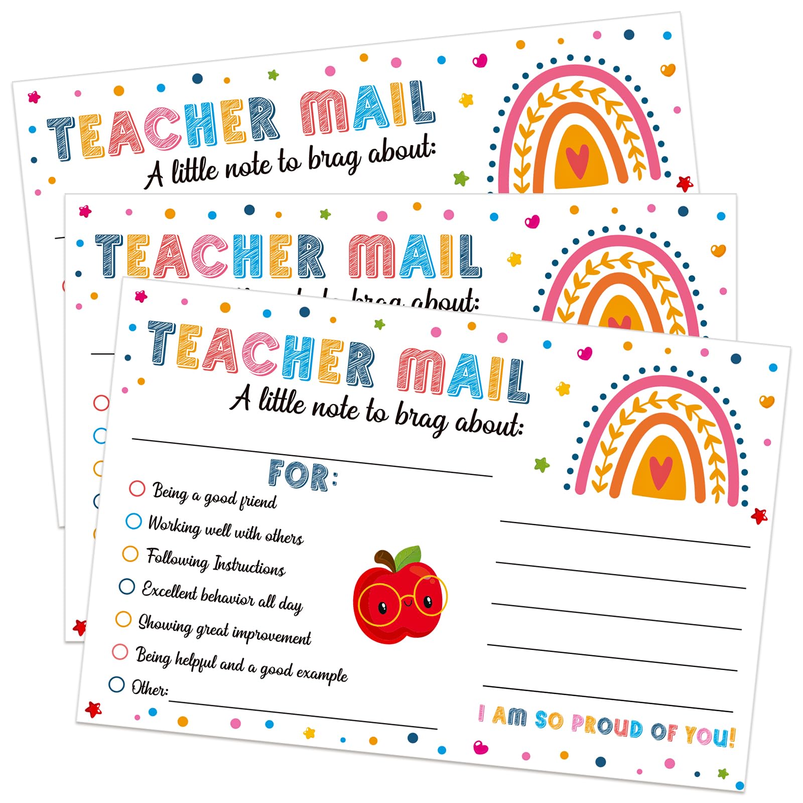 Boho Rainbow Teacher Parent Communication Notes 42PCS Teacher Mail ...