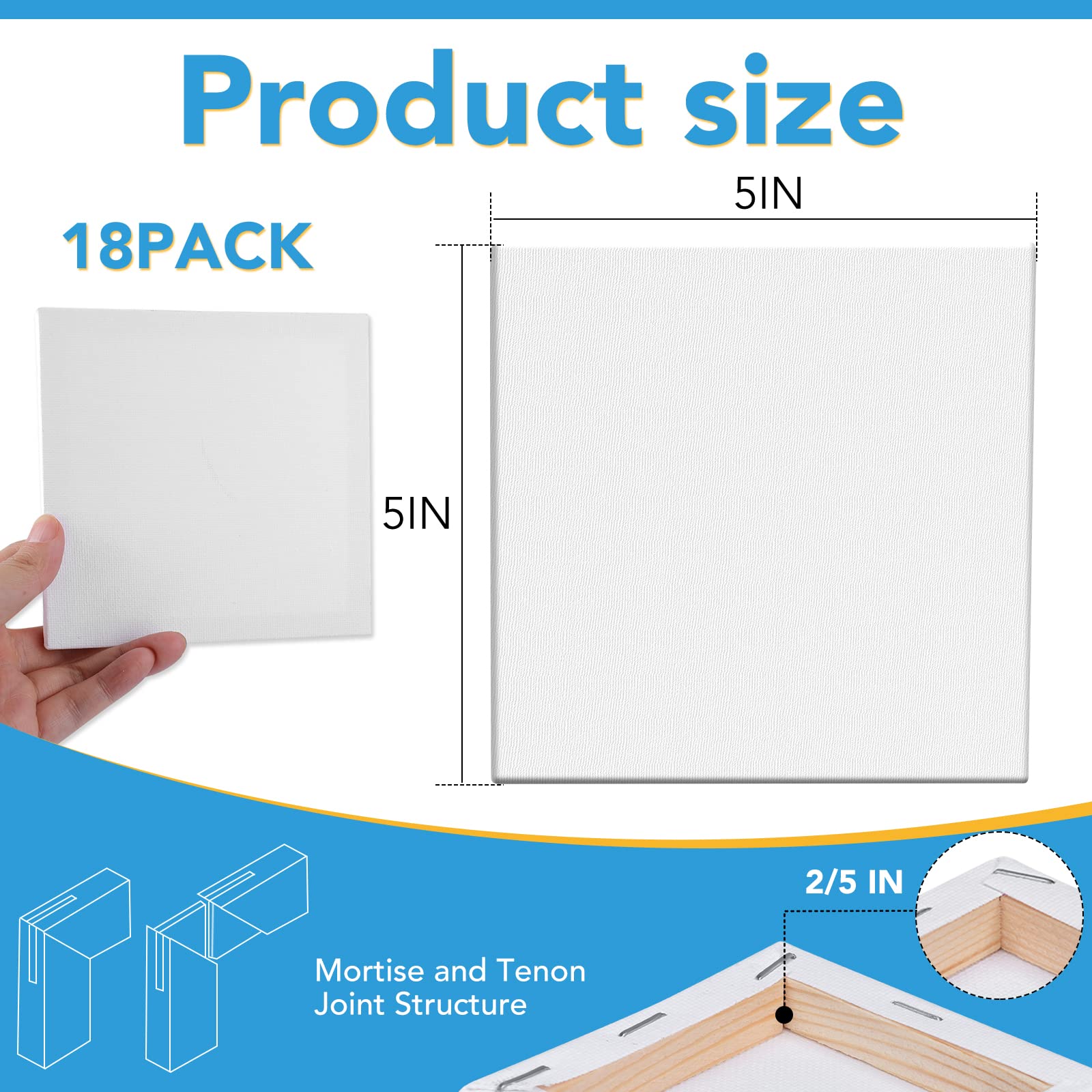 Snapklik.com : Mini Canvases For Painting, 5x5In Canvas In Bulk 18Pack ...