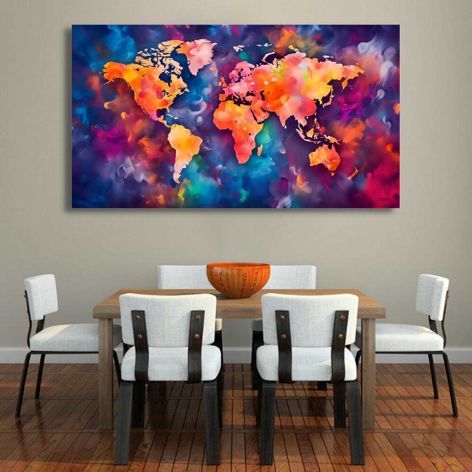 Arte de pared de mapa del mundo, lienzo de mapa del mundo, arte de ...