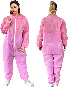 EZGOODZ Pink Lab Coveralls Disposable, Medium. Pack of 5 Disposable ...