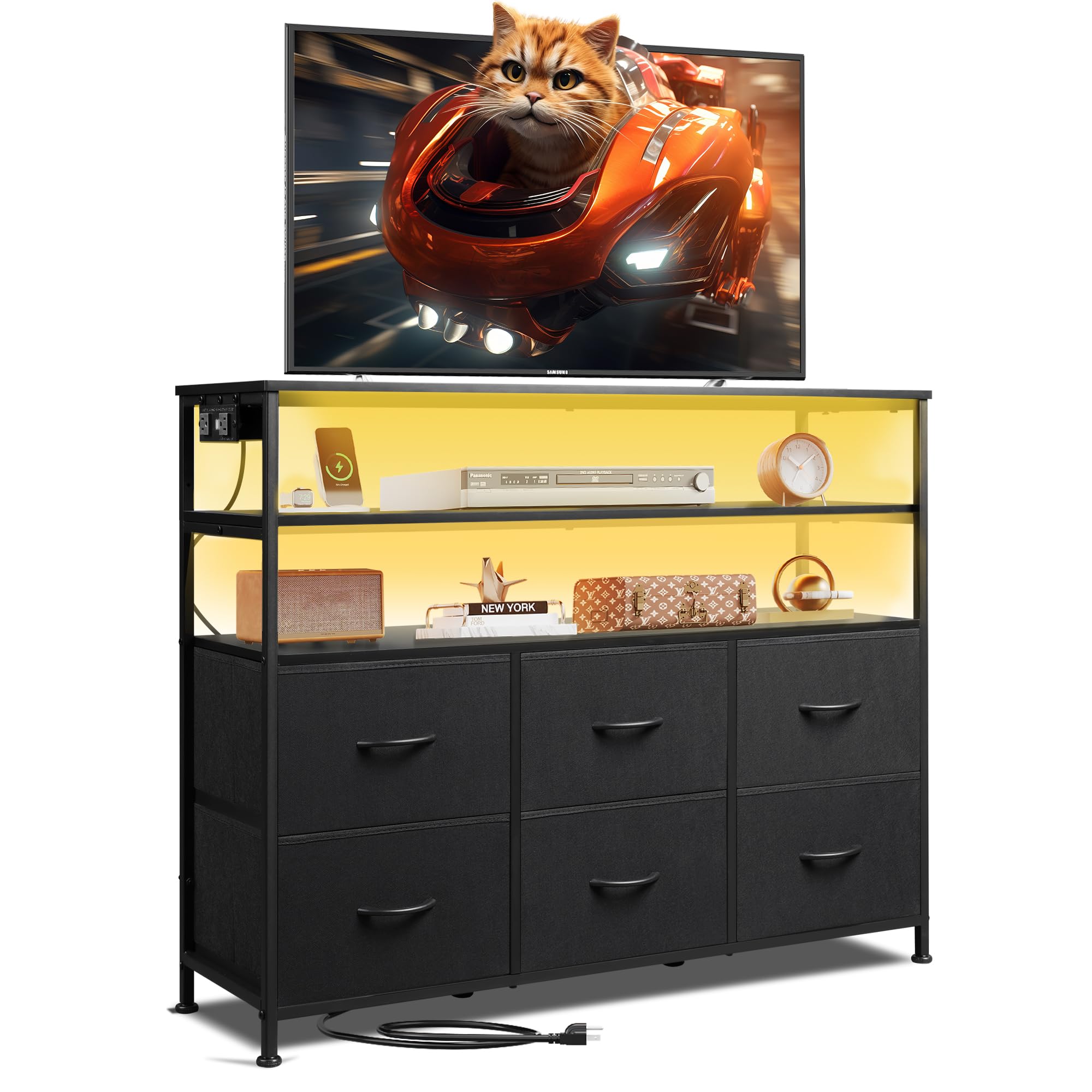 Amazon.com: WLIVE Led Dresser TV Stand for 45 Inch TV, Entertainment ...
