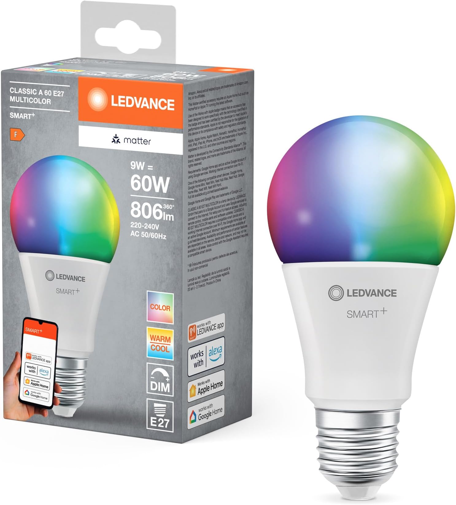 LEDVANCE SMART+ MATTER LED-Lampe, kompatibel mit Google, Alexa, Apple ...