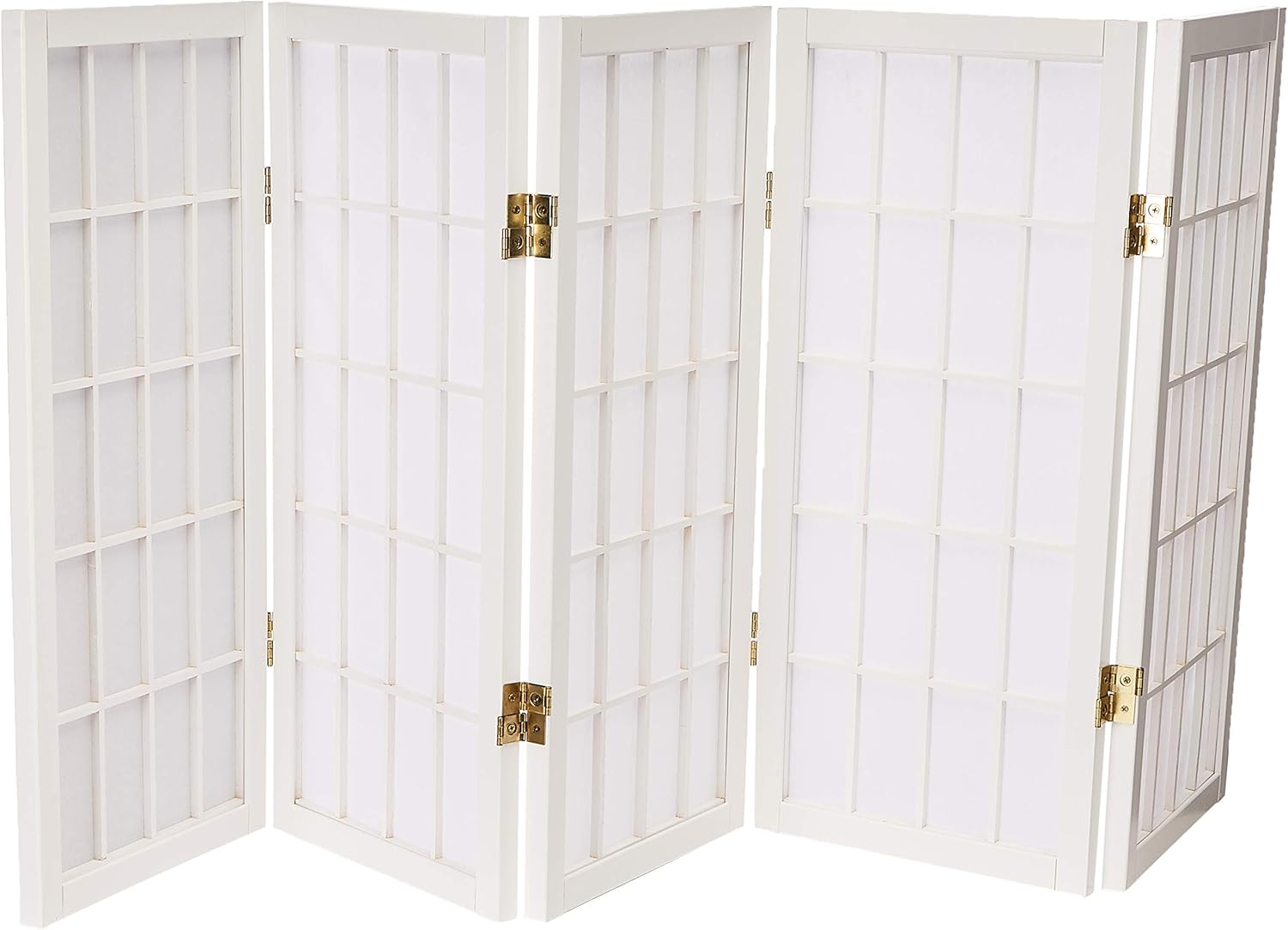 2 ft. Short Desktop Window Pane Shoji Screen - White - 5 Panels ...