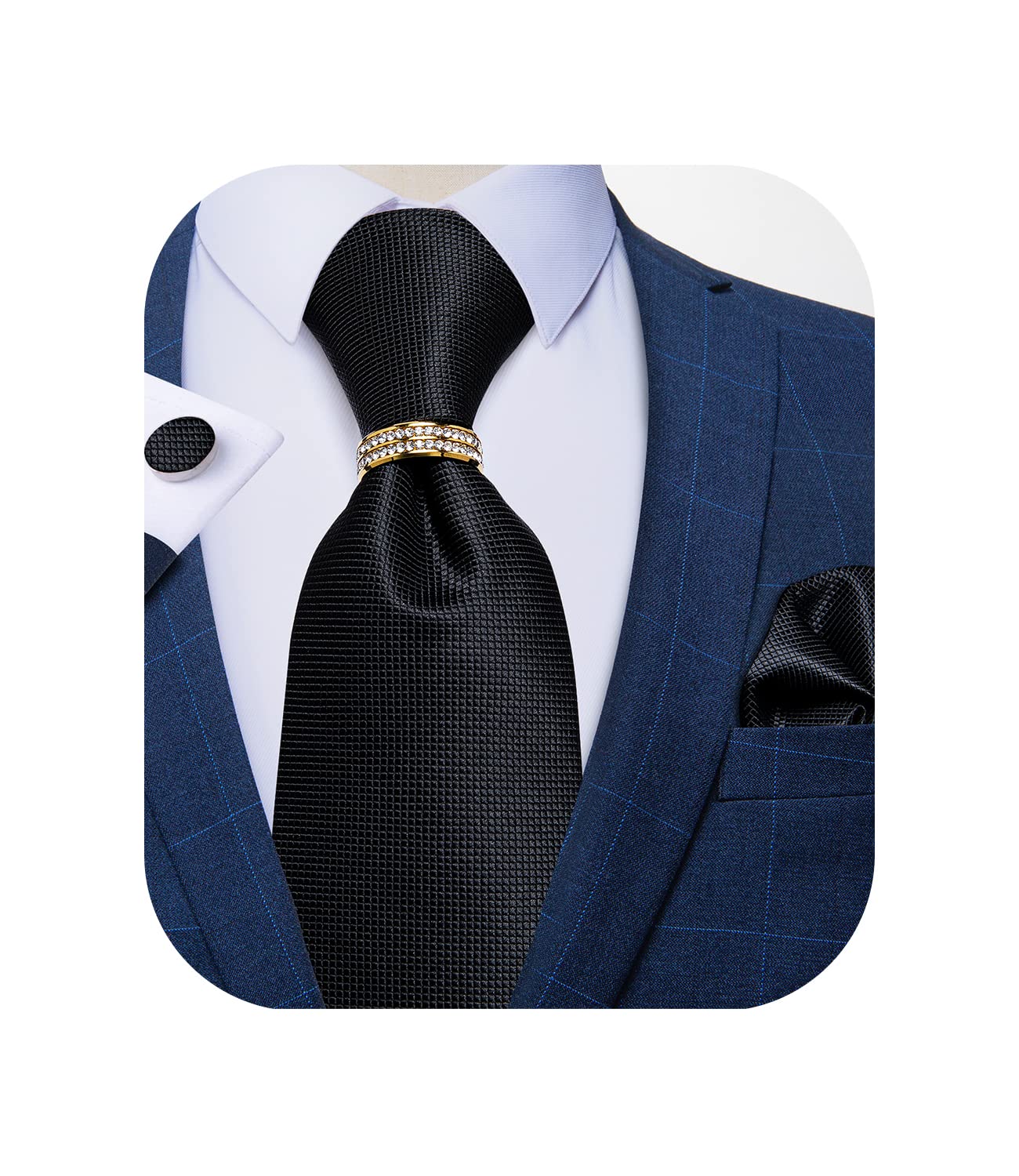 Amazon.com: DiBanGu Mens Silk Tie Set Black Ties for Men Wedding Formal ...