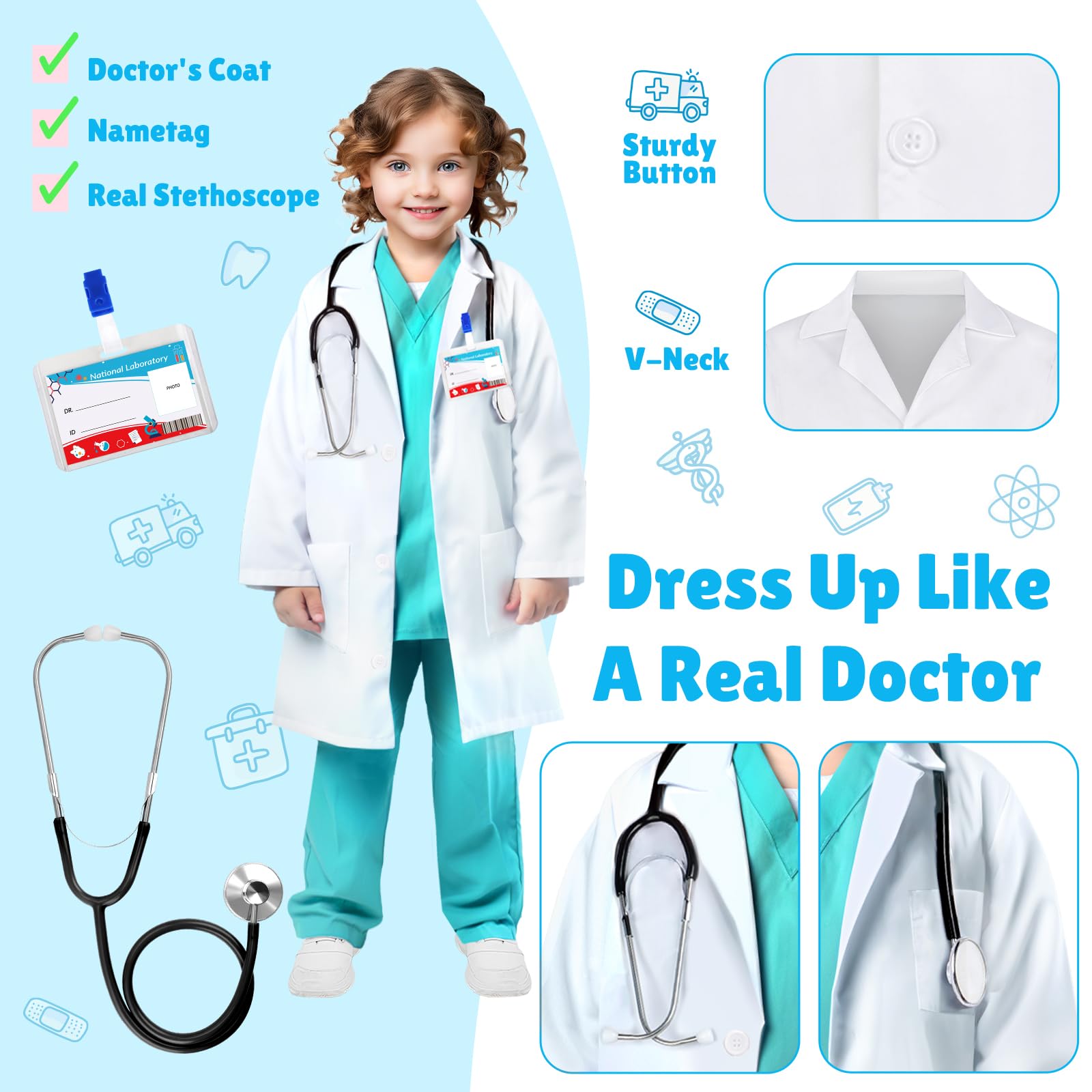 Snapklik.com : GIFTINBOX Doctor Costume For Kids Doctor Lab Coat For ...
