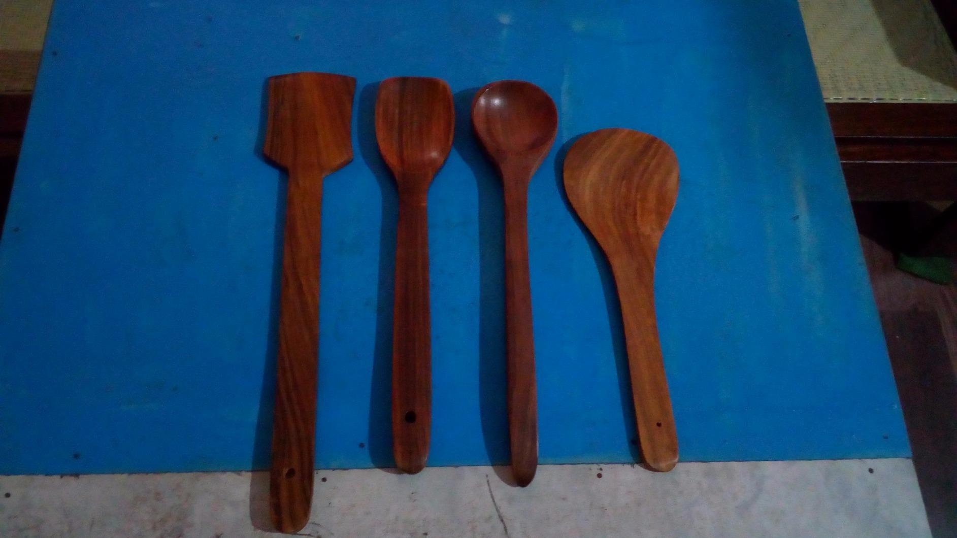 Buy DECORVAIZ Natural Wooden Spoon Set for Cooking Includes Frying ...