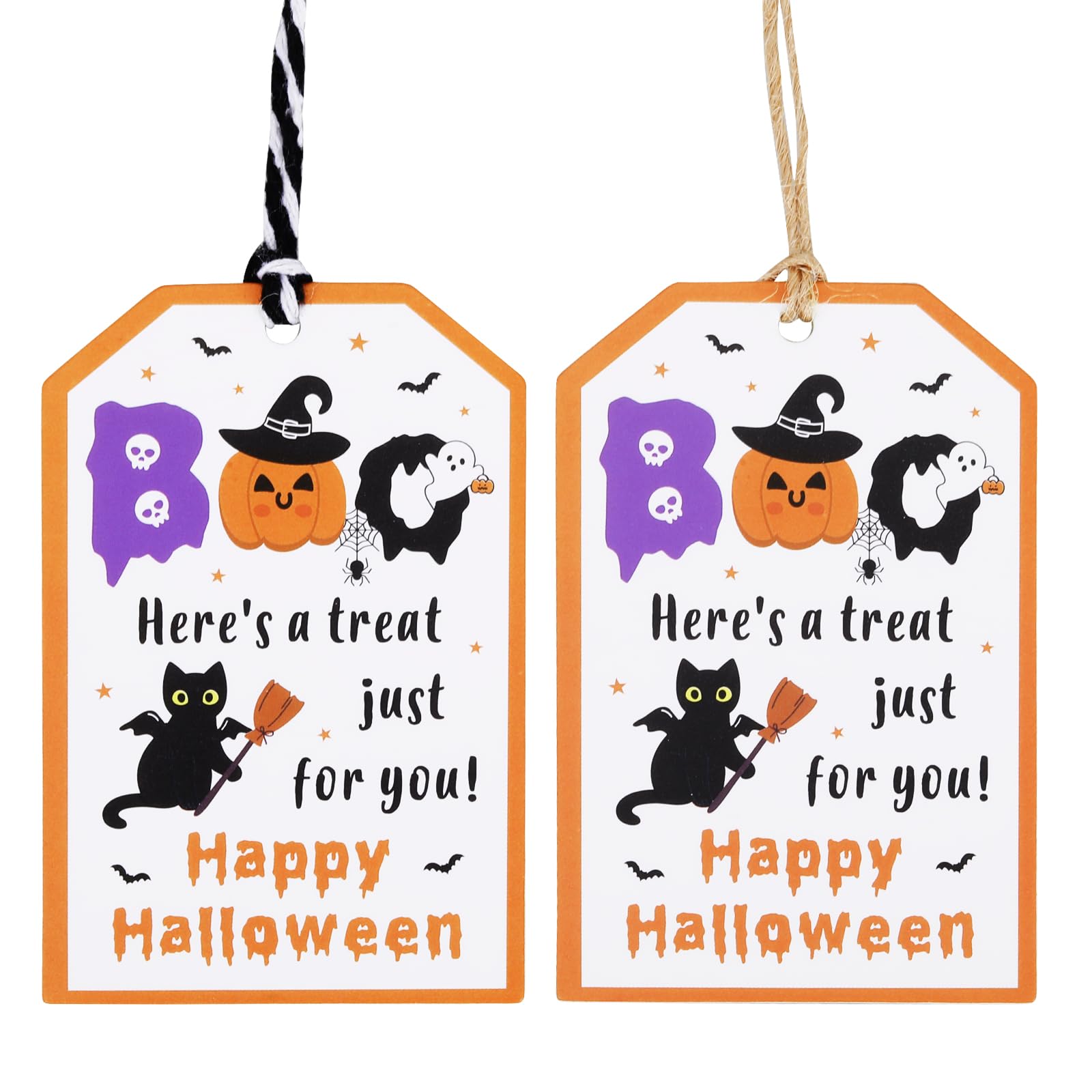 Amazon.com : 100Pcs Happy Halloween Tags with String, Halloween Tags ...