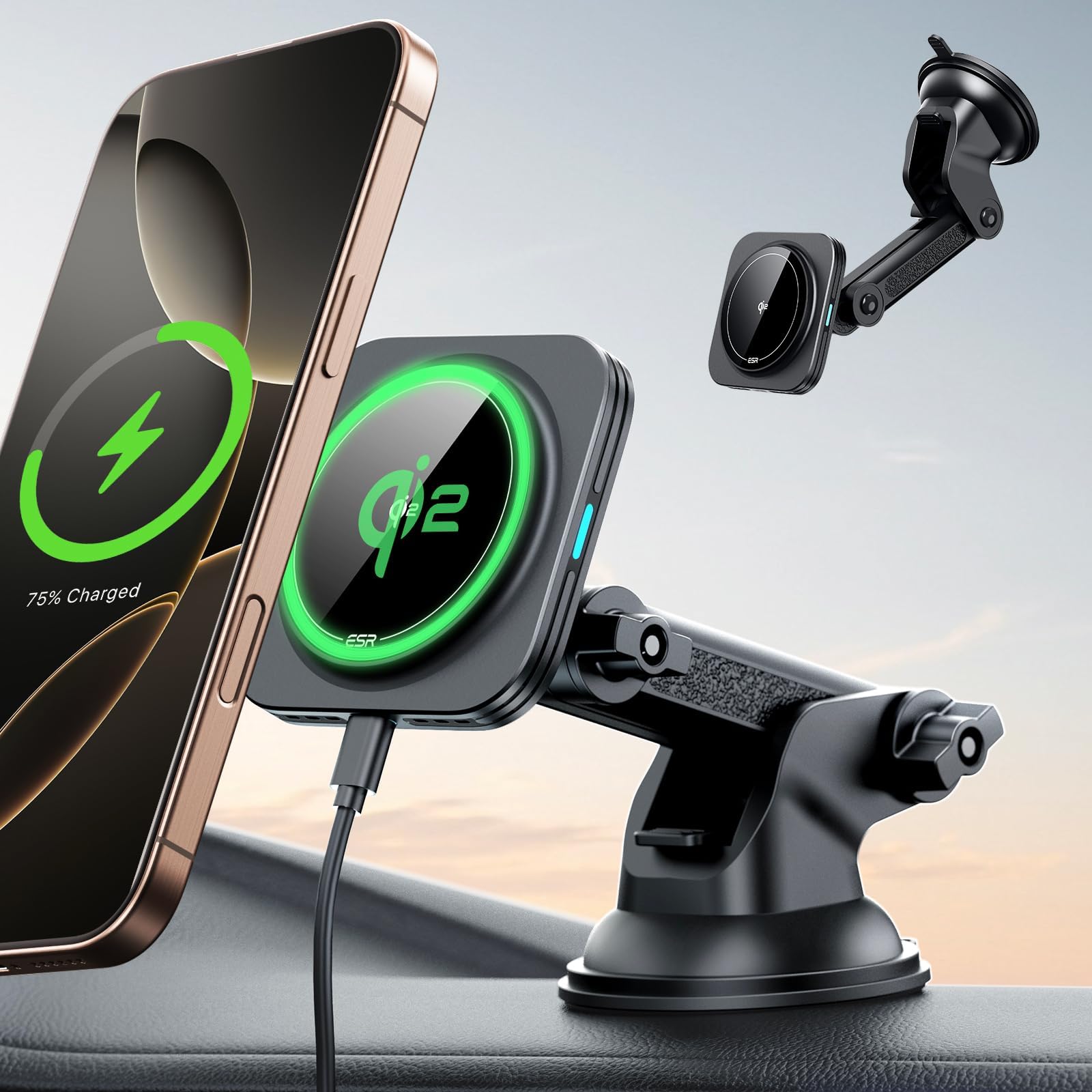 Amazon.com: ESR for Qi2 15W MagSafe Car Mount Charger with CryoBoost ...