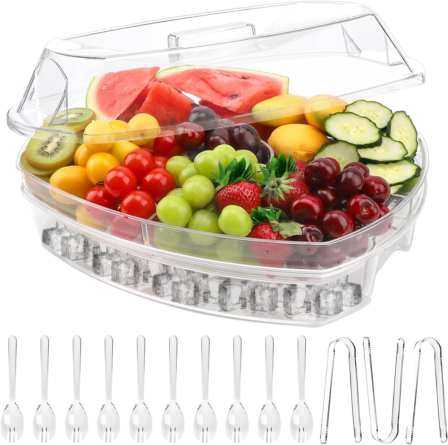 Amazon.com: Ice Chilled Serving Tray with Ice Underneath, Acrylic Cold ...