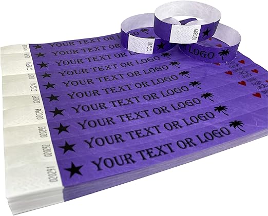 Amazon.com : 300 Wristbands Purple Custom Printed Tyvek Wristbands with ...