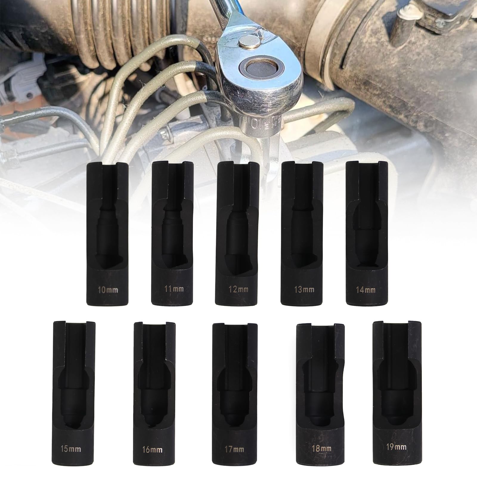 Amazon.com: RULLINE 10pcs Flare Nut Socket Set, 10-Piece Kit for ...