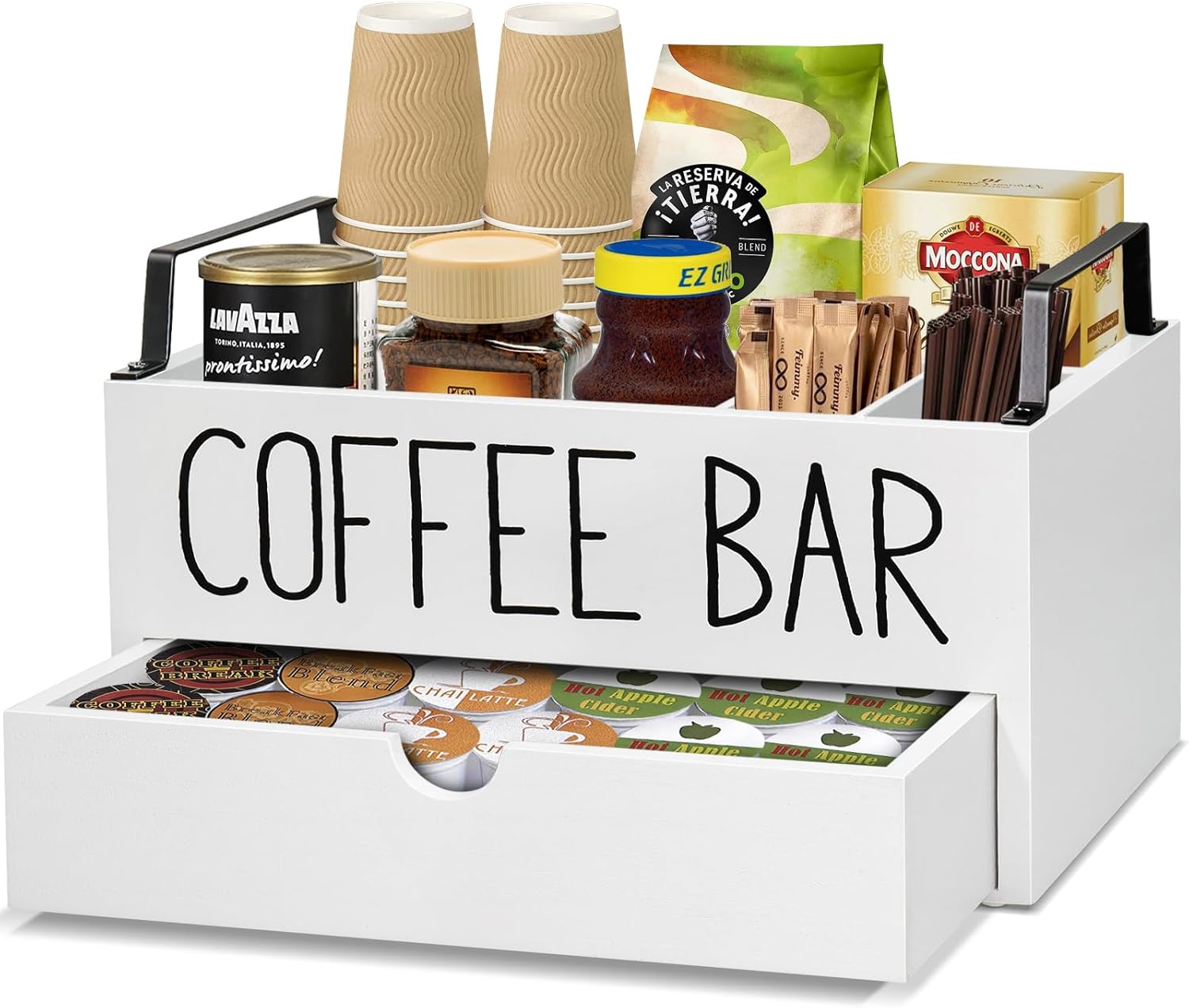 Amazon.com: Coffee Station Organizer with Drawer, Wooden Coffee Bar ...