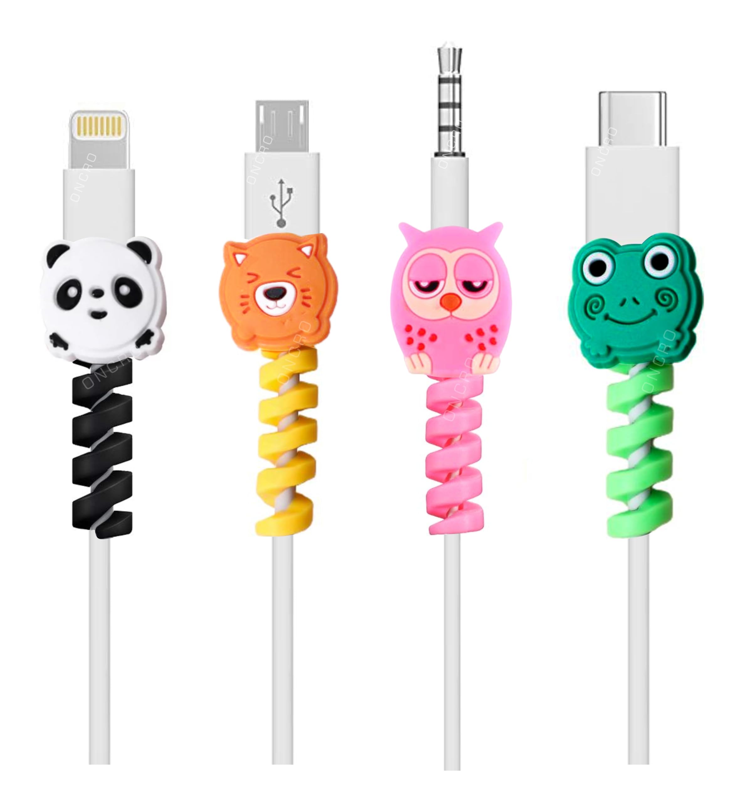 ONCRO® Pack of 4 cute cartoon cable protectors with creative animal ...
