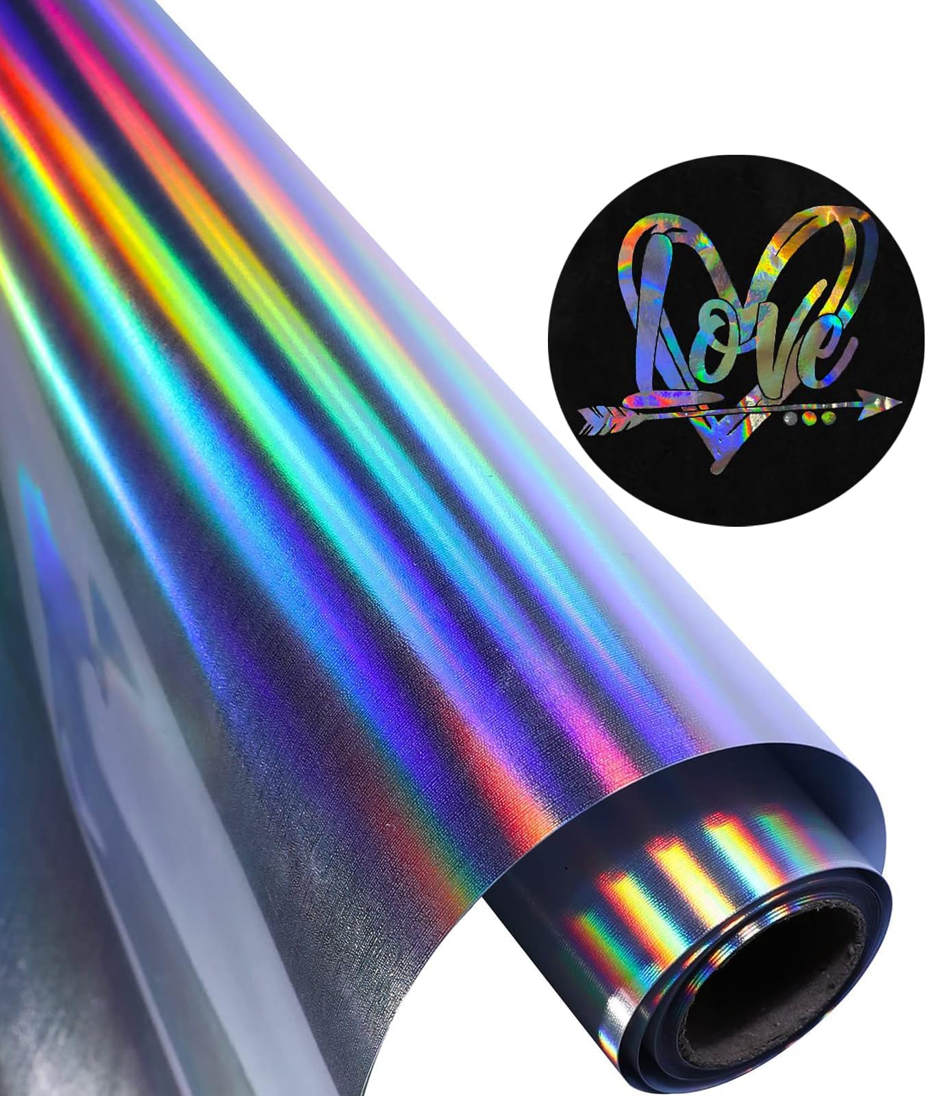 Amazon.com: Holographic Heat Transfer Vinyl Roll 12in x 6ft Silver ...