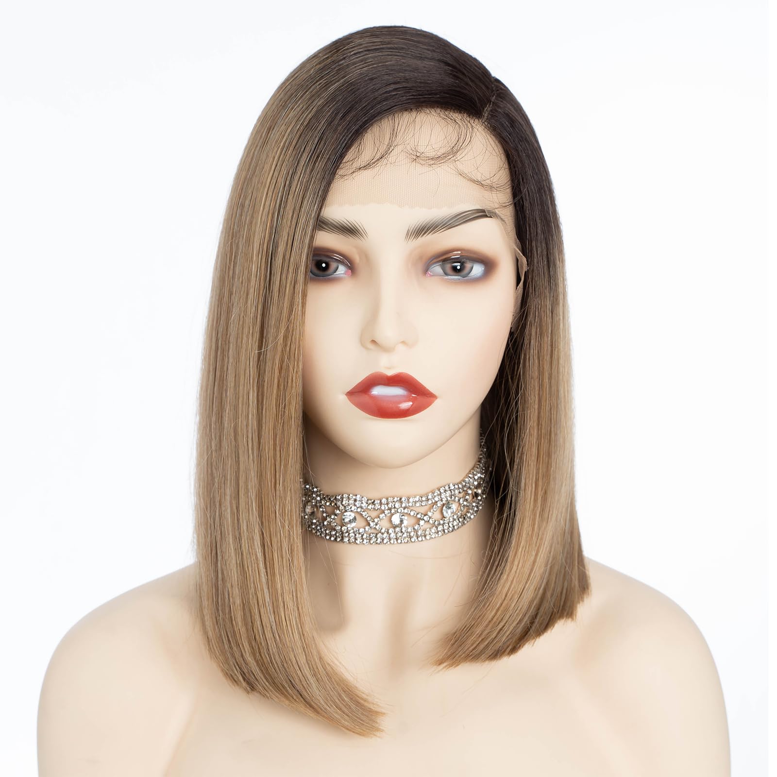 Amazon.com : DÉBUT Long Bob Wig Side Part Lace Front Asymmetrical Wigs ...