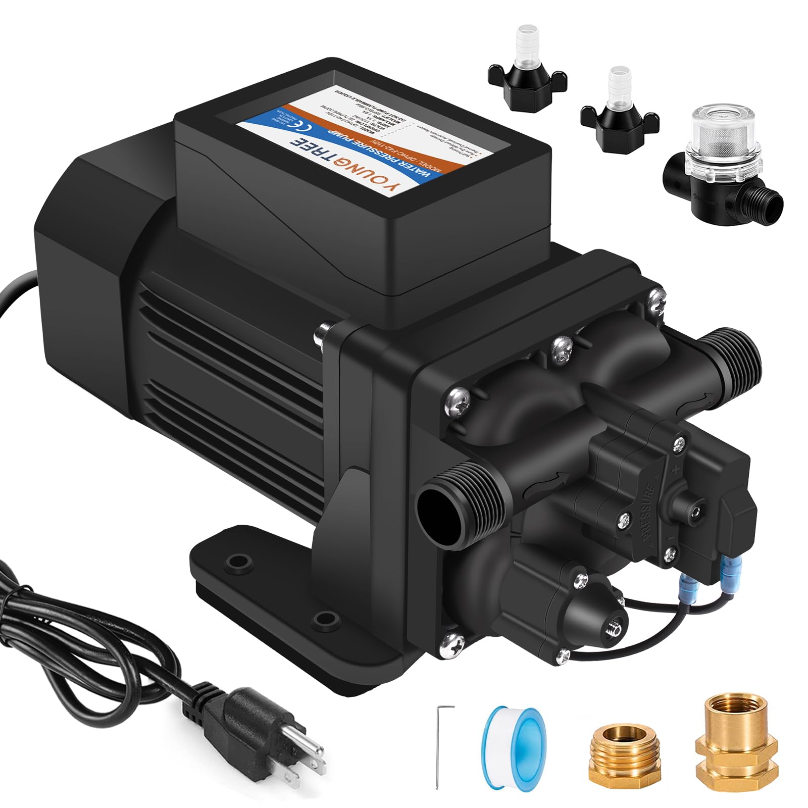 YOUNGTREE Brushless 110V Water Pressure Transfer Pump Continuous Duty 6 ...
