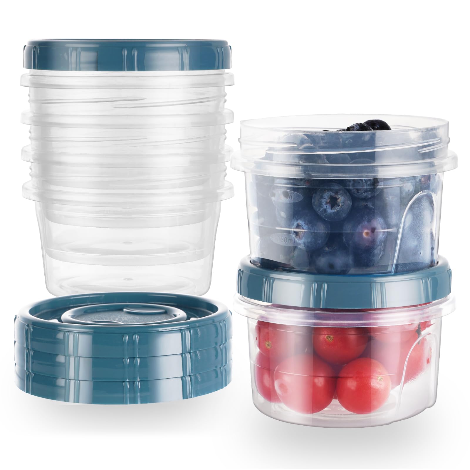 DESERO 5PCS Round Plastic Food Containers with Lids, Food Portion Box ...