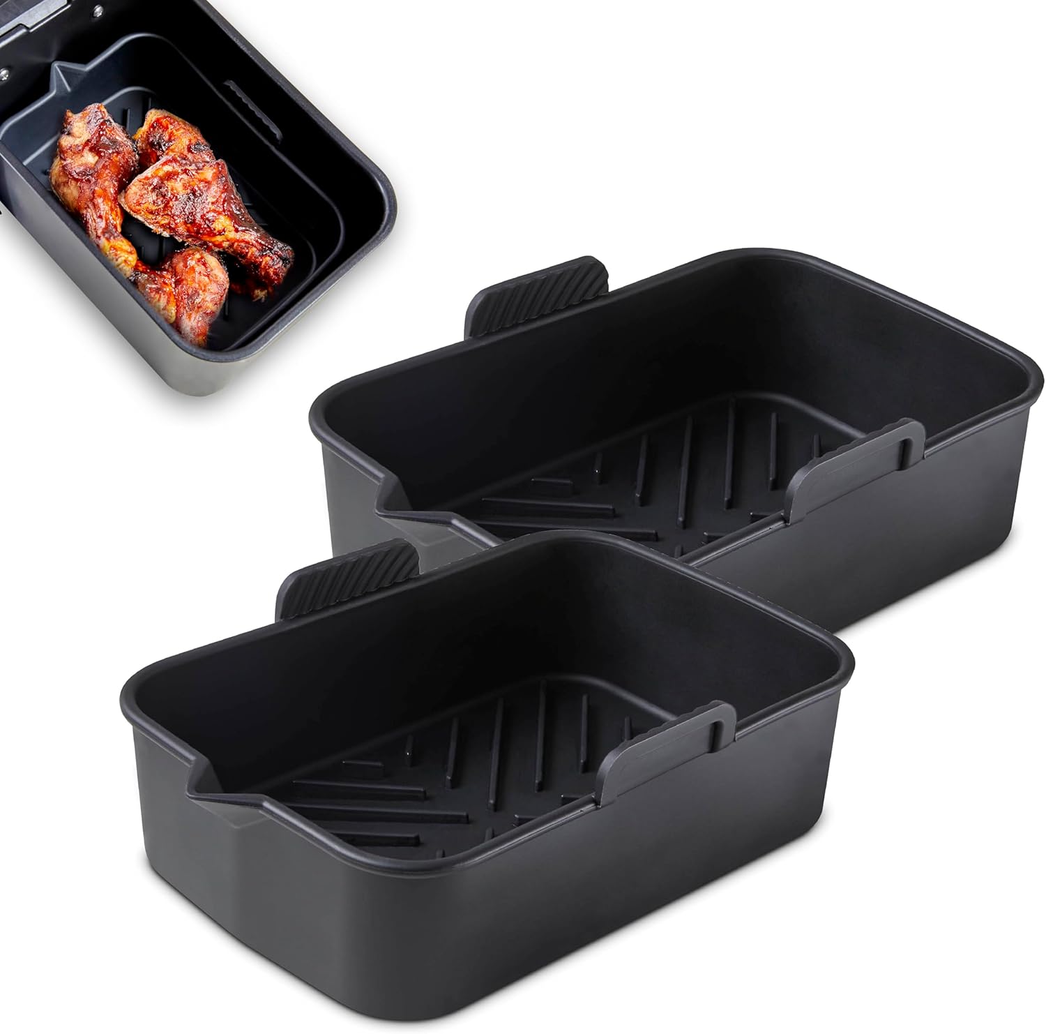 Tower T843093 Set of 2 Rectangular Air Fryer Trays, Suitable for Most 6 ...
