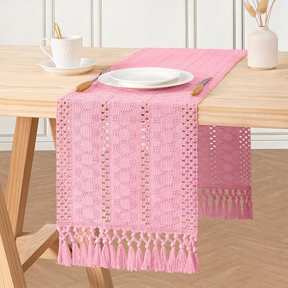 DeZerlor Chemin de table tissé en macramé de style rustique et bohème ...
