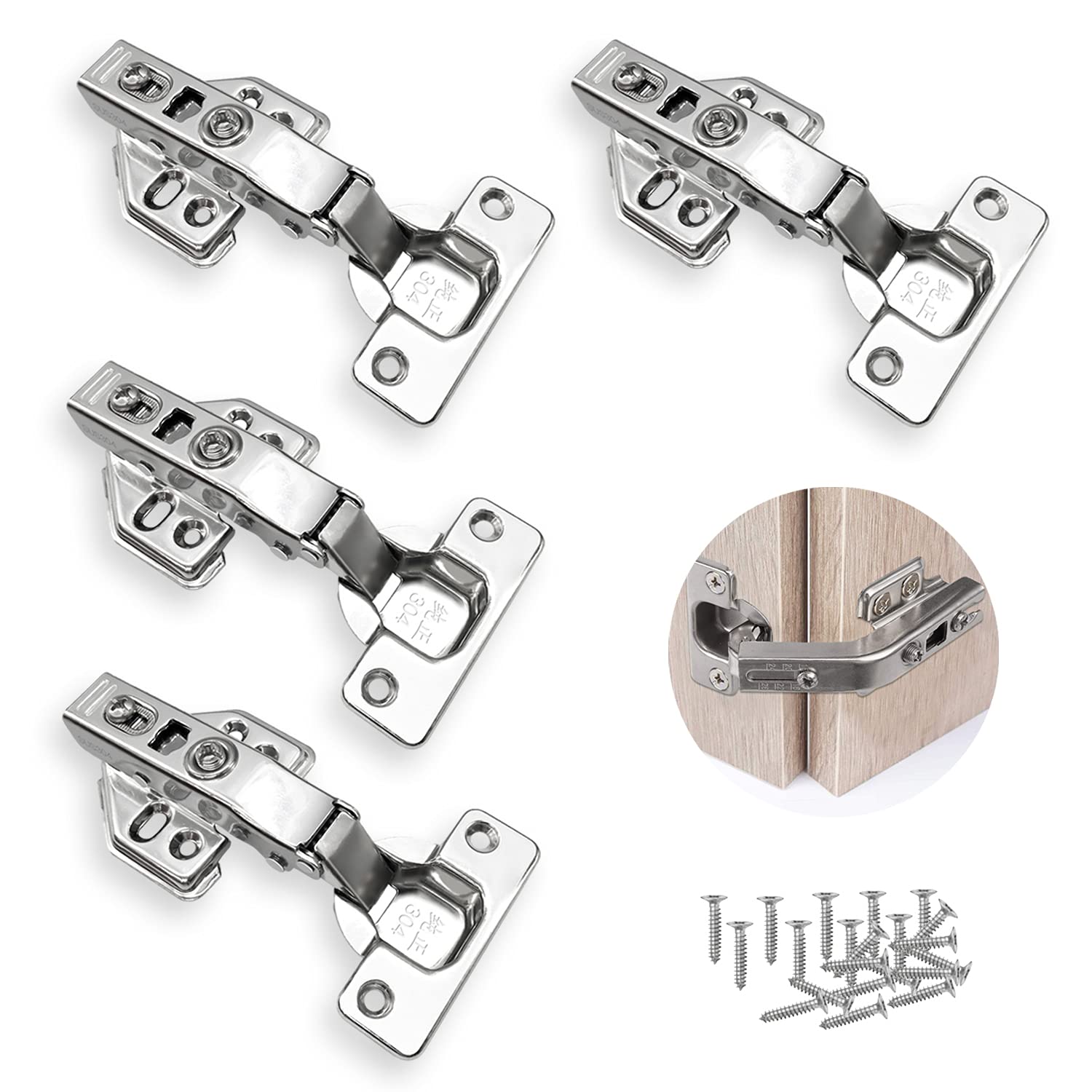 Buy [4 Pieces] Cabinet Door Hinges, Spring Hinges, 90 ° Standard ...
