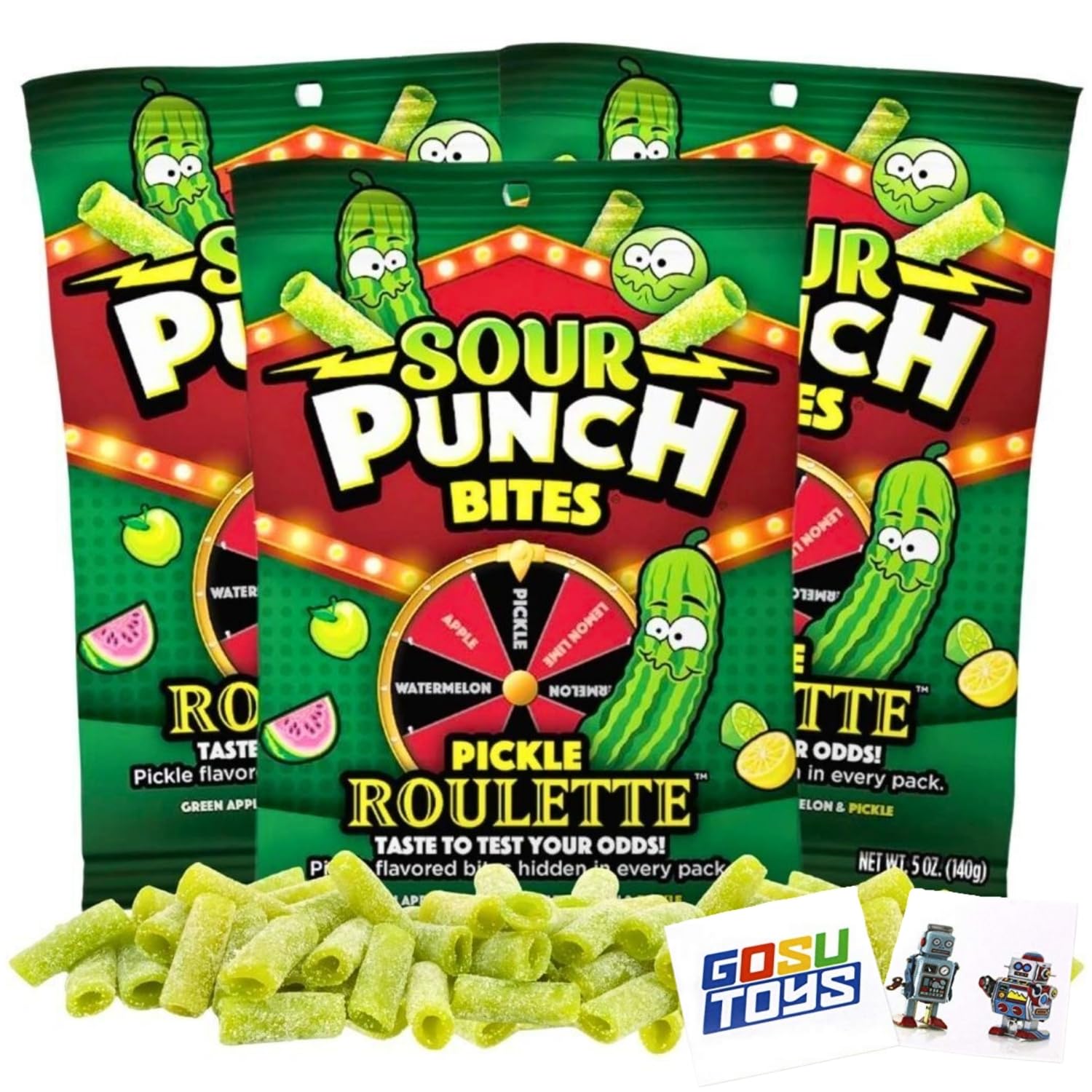 Amazon.com : Sour Punch Bites Pickle Roulette - Candy Game with ...