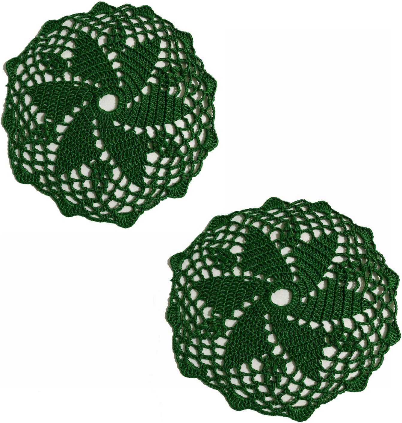 Amazon.com: ALLHANDMADE 2PCS 9" Crochet Cotton Lace Doilies Place Mats ...