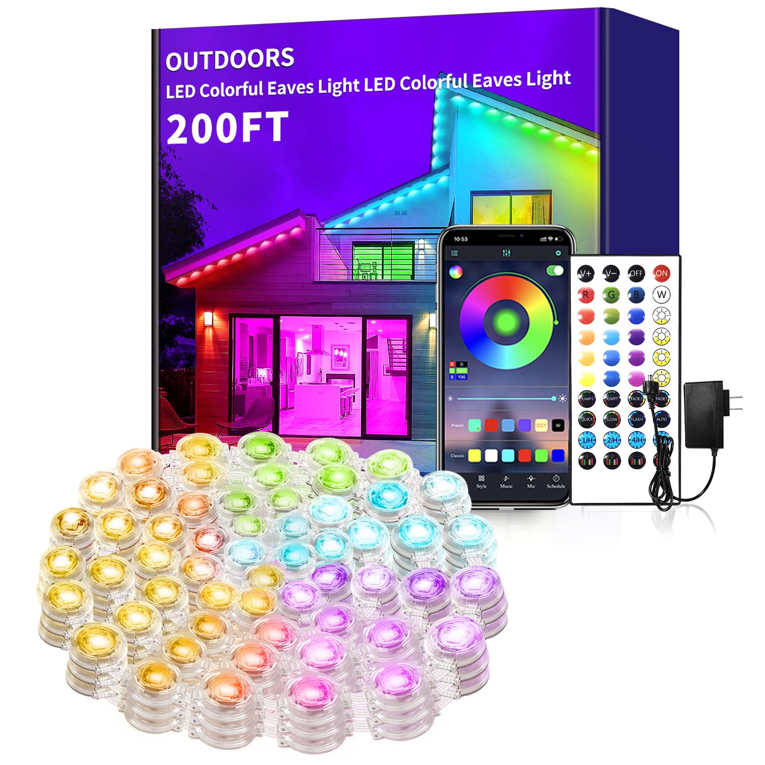 Yocrostar 200ft Permanent Outdoor Lights,RGB Eaves Lights with App ...