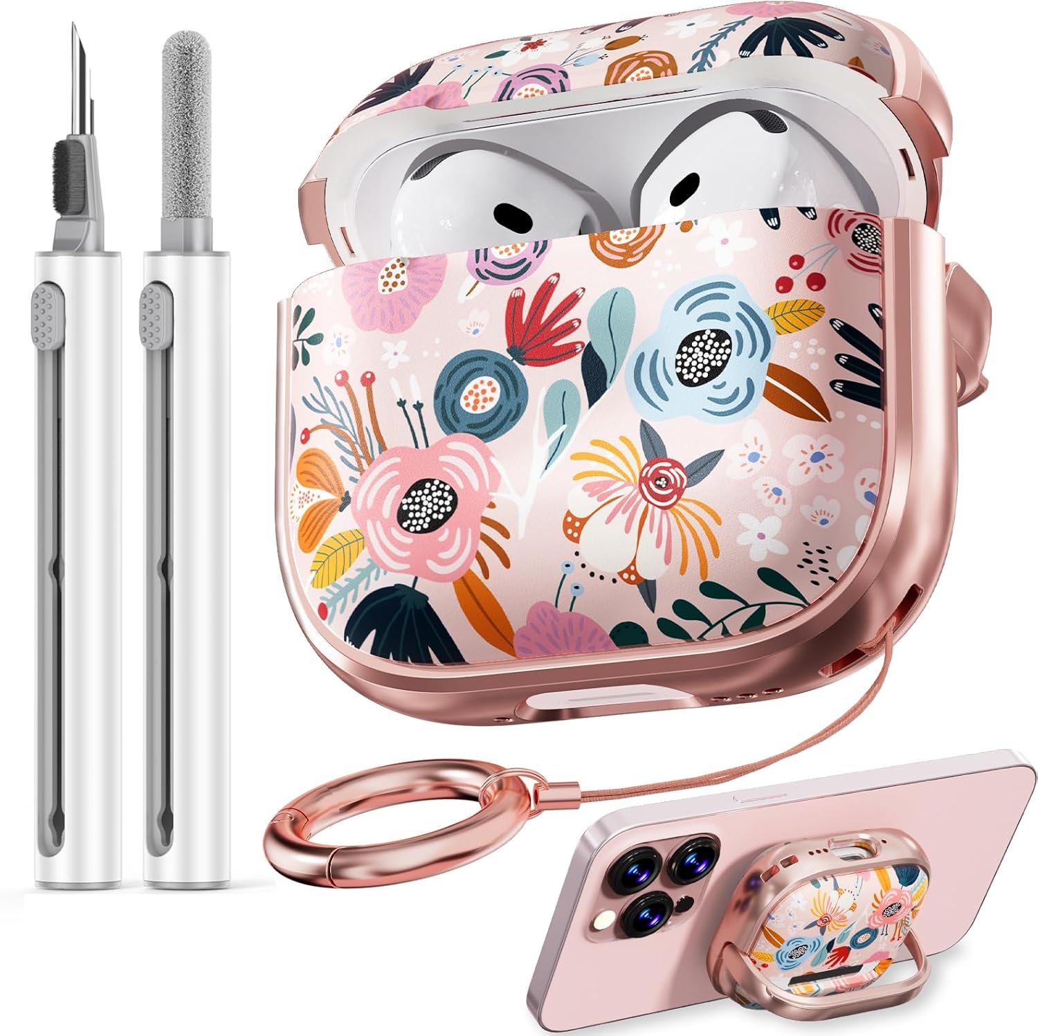 Amazon.com: with Safety Lock for AirPods 4 Case 2024,Floral Cute AirPod ...