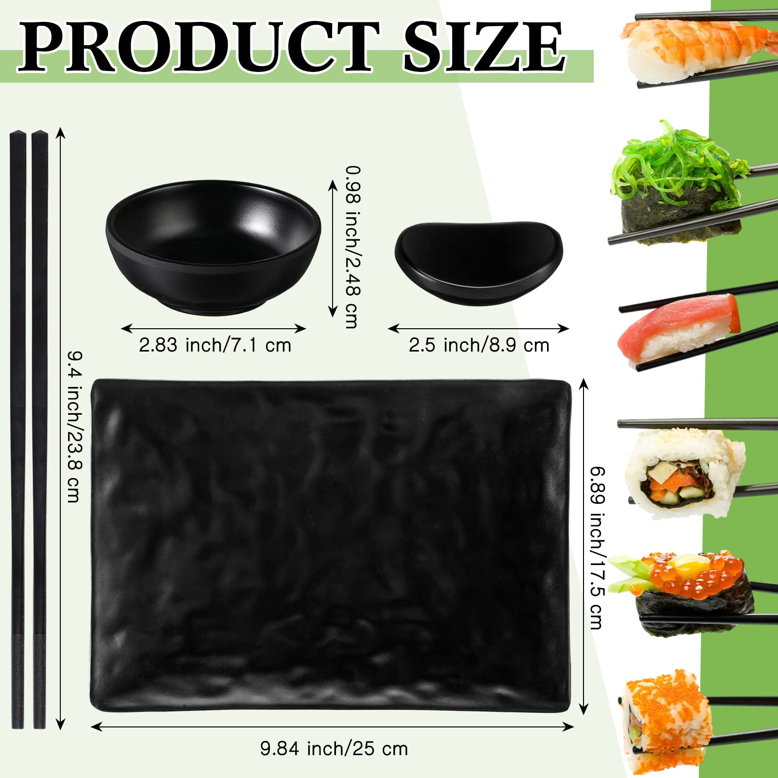Didaey 16 Pcs Sushi Plate Set for Four, 4 Japanese Style Melamine Sushi ...