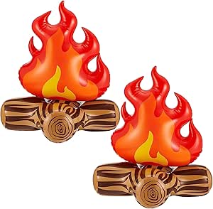 BLMHTWO 2Pack Inflatable Fake Campfire 12inch Artificial Fire Fake ...