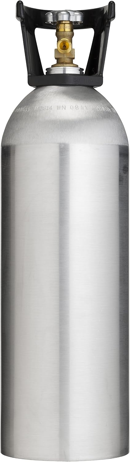 Rust-free 20lb aluminum CO2 tank with handle and valve