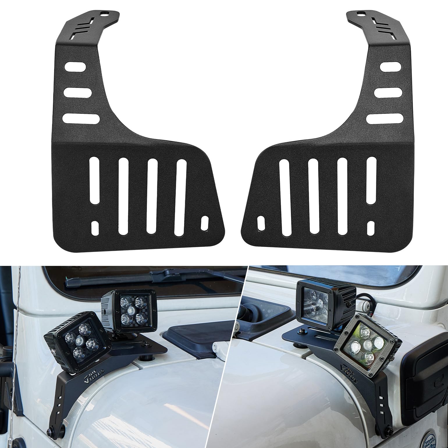 Amazon.com: JOYTUTUS Hood Light Mount Brackets Compatible with Wrangler ...
