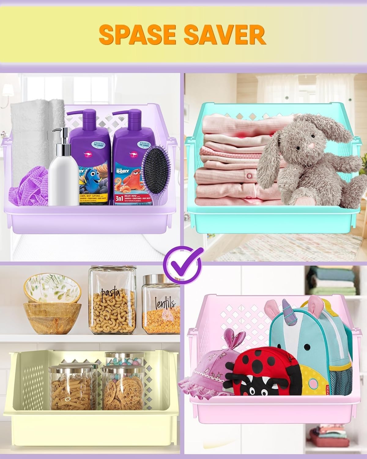 Snapklik.com : TidyFriend Large Plastic Stacking Bins Open Front For ...