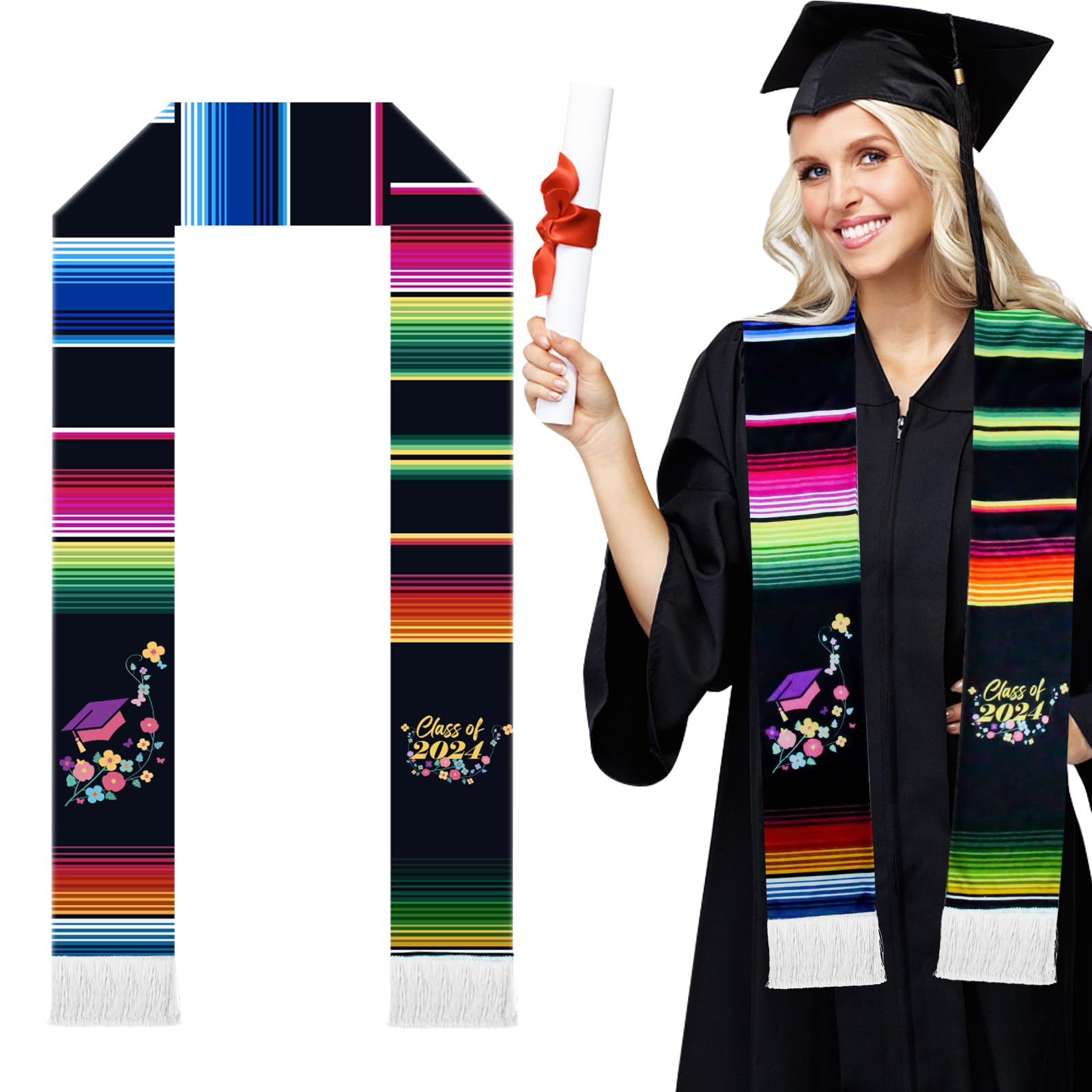 Canipha Mexican Graduation Stole Class Of 2024 Mexico Flag Graduation ...