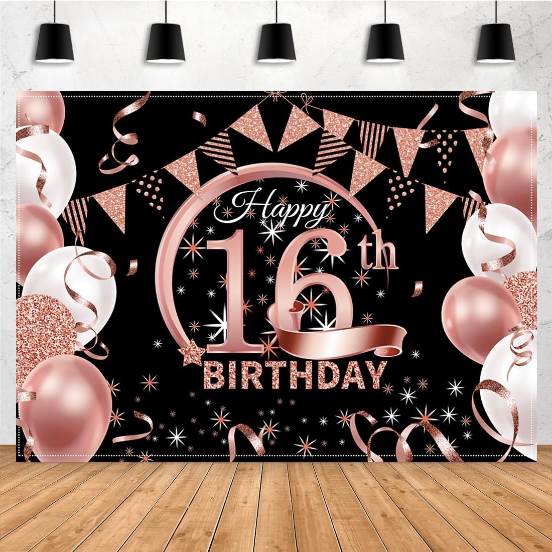 Amazon.com : Aperturee 7x5ft Happy 16th Birthday Backdrop Bday Party ...