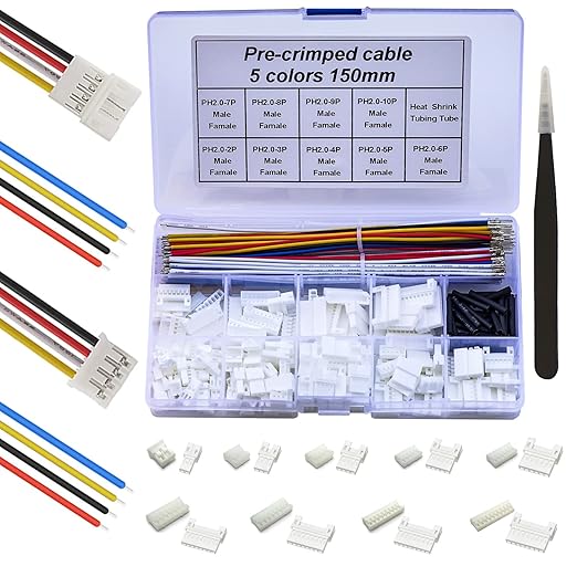 Amazon.com: Keszoox PH 2.0mm Male & Female JST Connector Kit with 22AWG Pre-Crimped Cables Wire ...