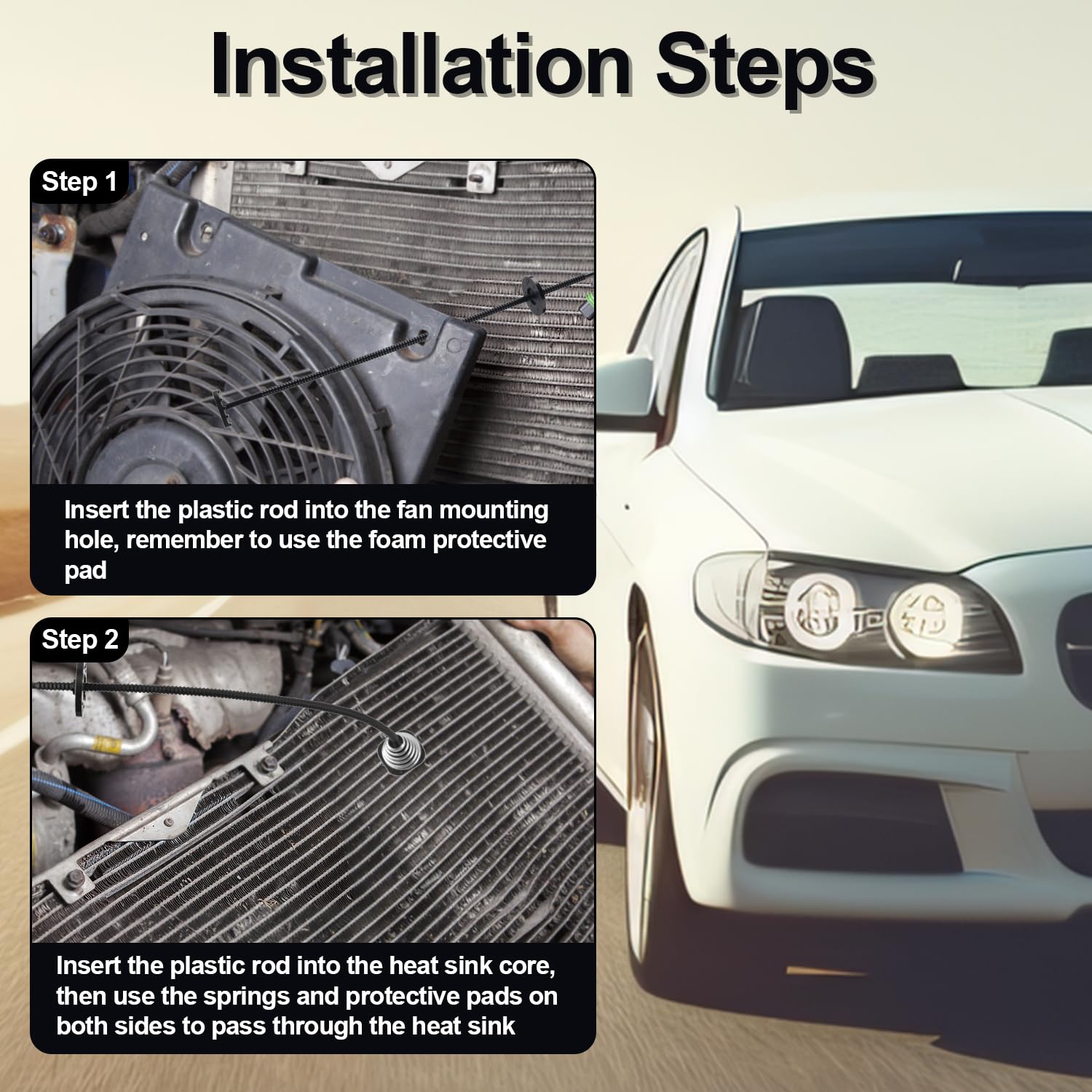 Zip Line Kit Radiator Fan Zip Ties, Fan Mounting Kit Electric Radiator ...