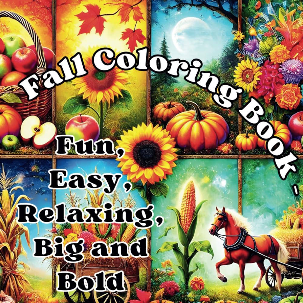 Amazon.com: Fall Coloring Book - Fun, Easy, Relaxing, Big and Bold: For ...