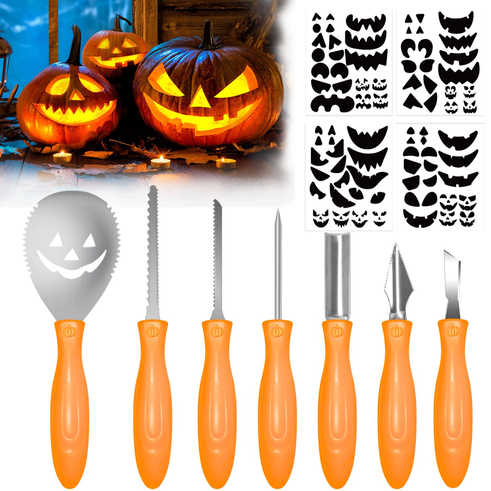 Halloween Pumpkin Carving Kit - 7 Pcs Professional Pumpkin Carving ...