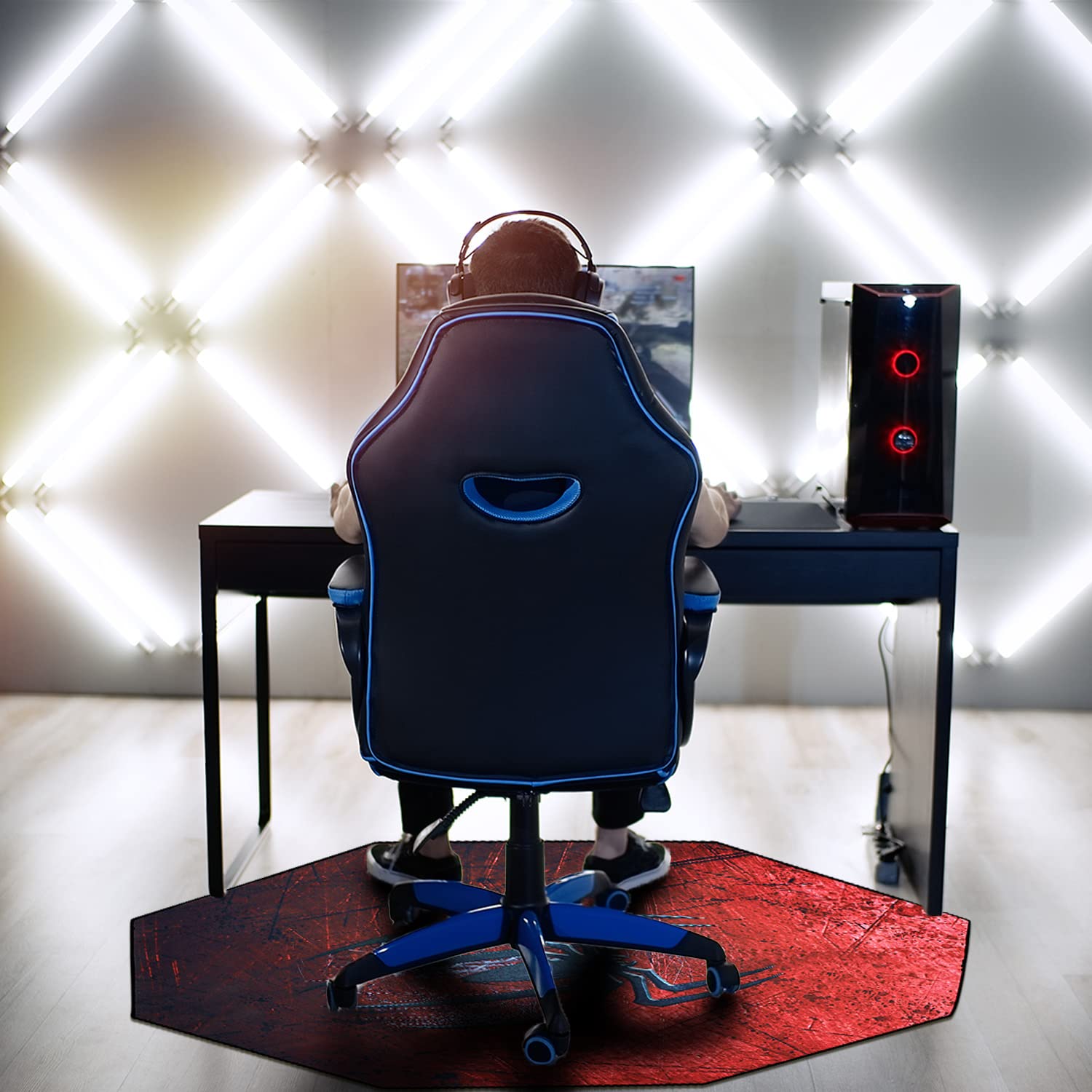 IBETTO 51x51 inches Large Gaming Chair Octagon Carpet Natural Rubber ...