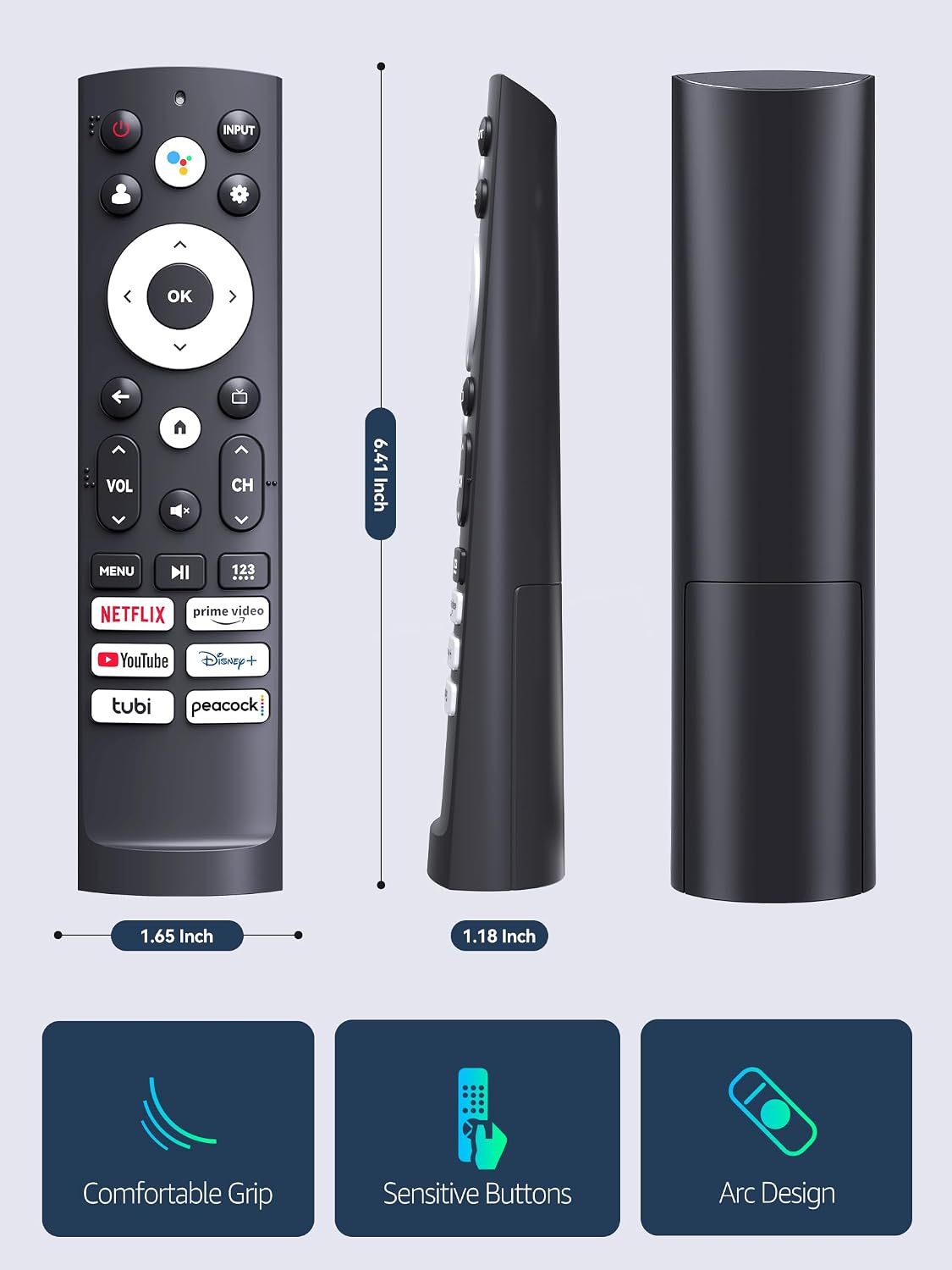 PZL New ERF3M90H Replacement Remote Control for Hisense Smart Google TV ...