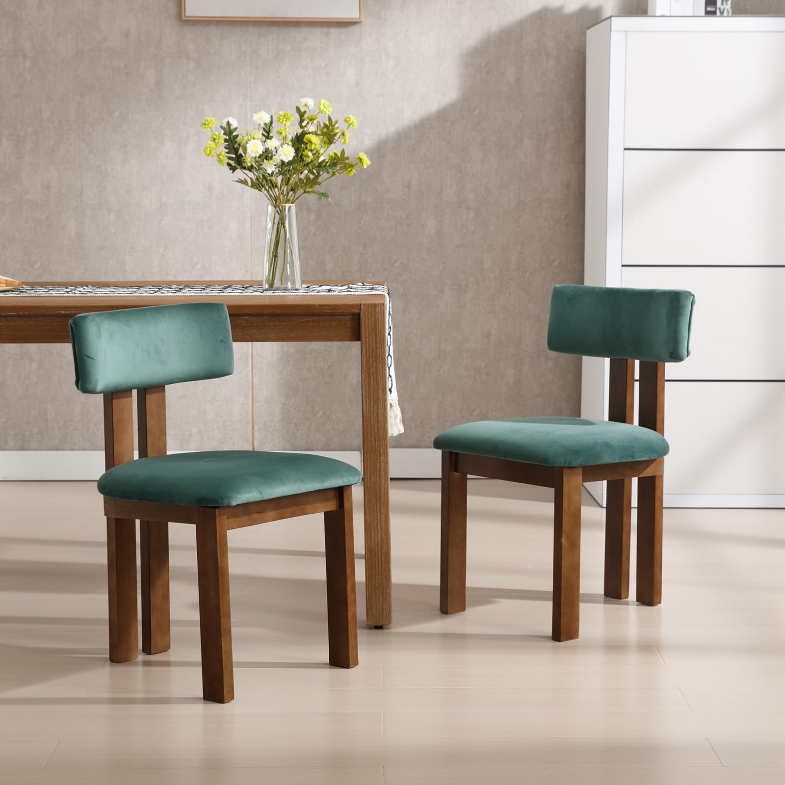 Amazon.com - Kmax Farmhouse Dining Chair Set of 2, Velvet Upholstered ...