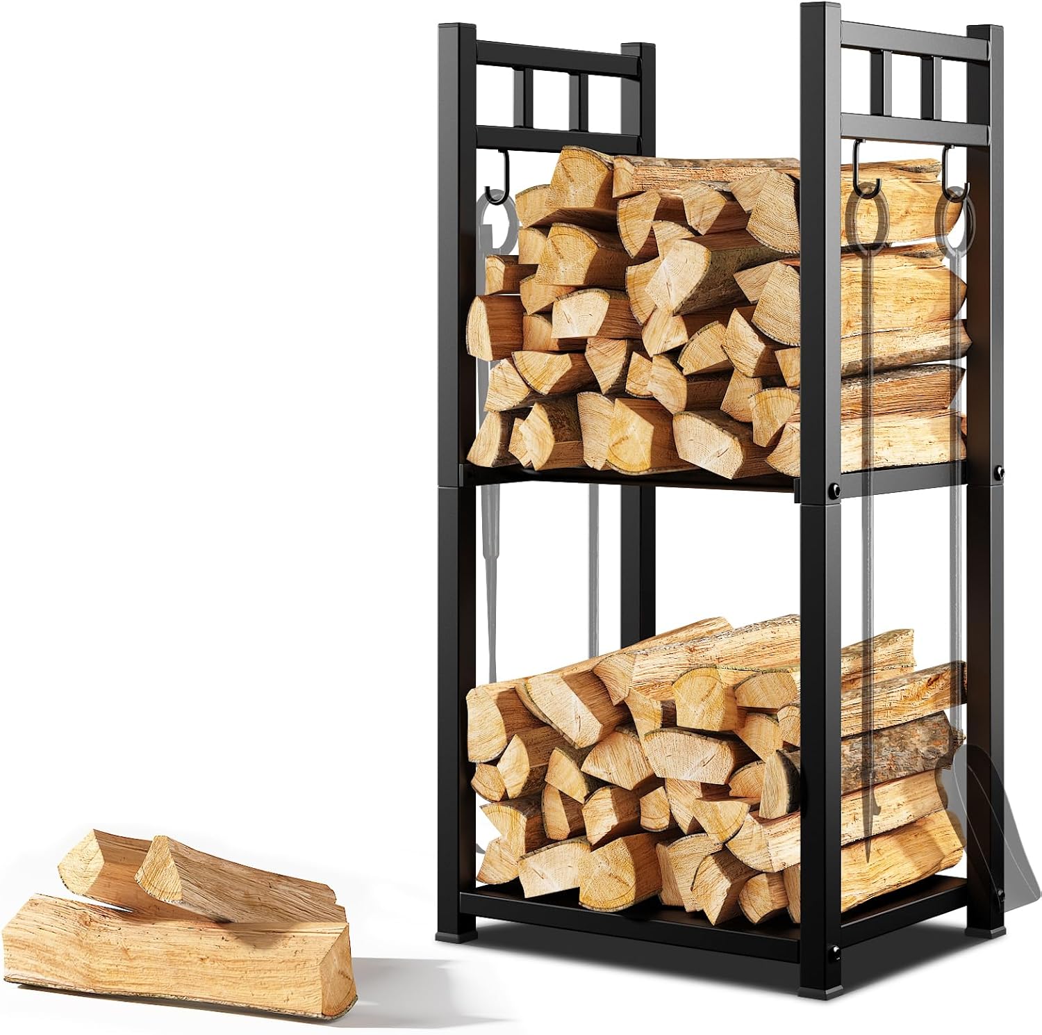 Amazon.com : Habit Garden Firewood Rack Indoor, 2-Tier Log Holder with ...