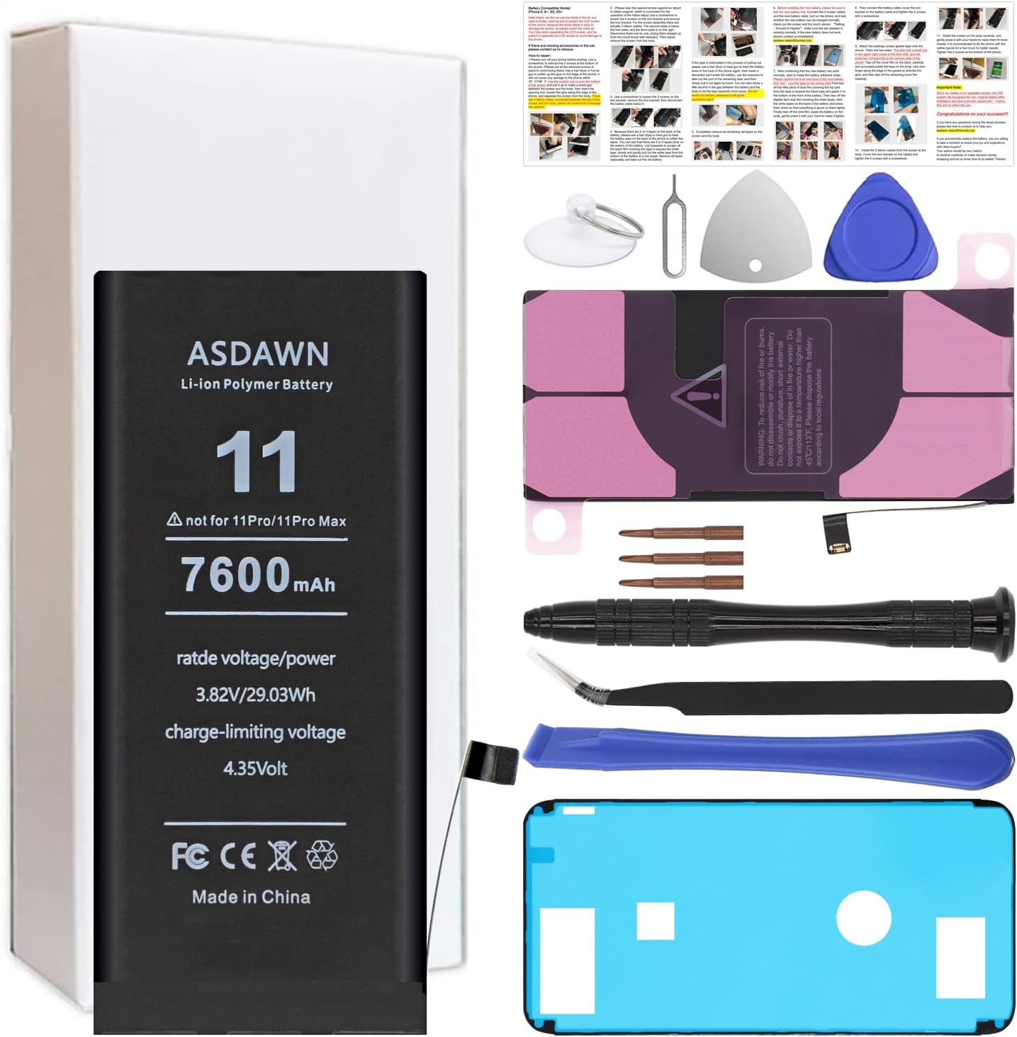 Amazon.com: ASDAWN 6500mAh Battery for iPhone 8 (Not for 8 Plus ...