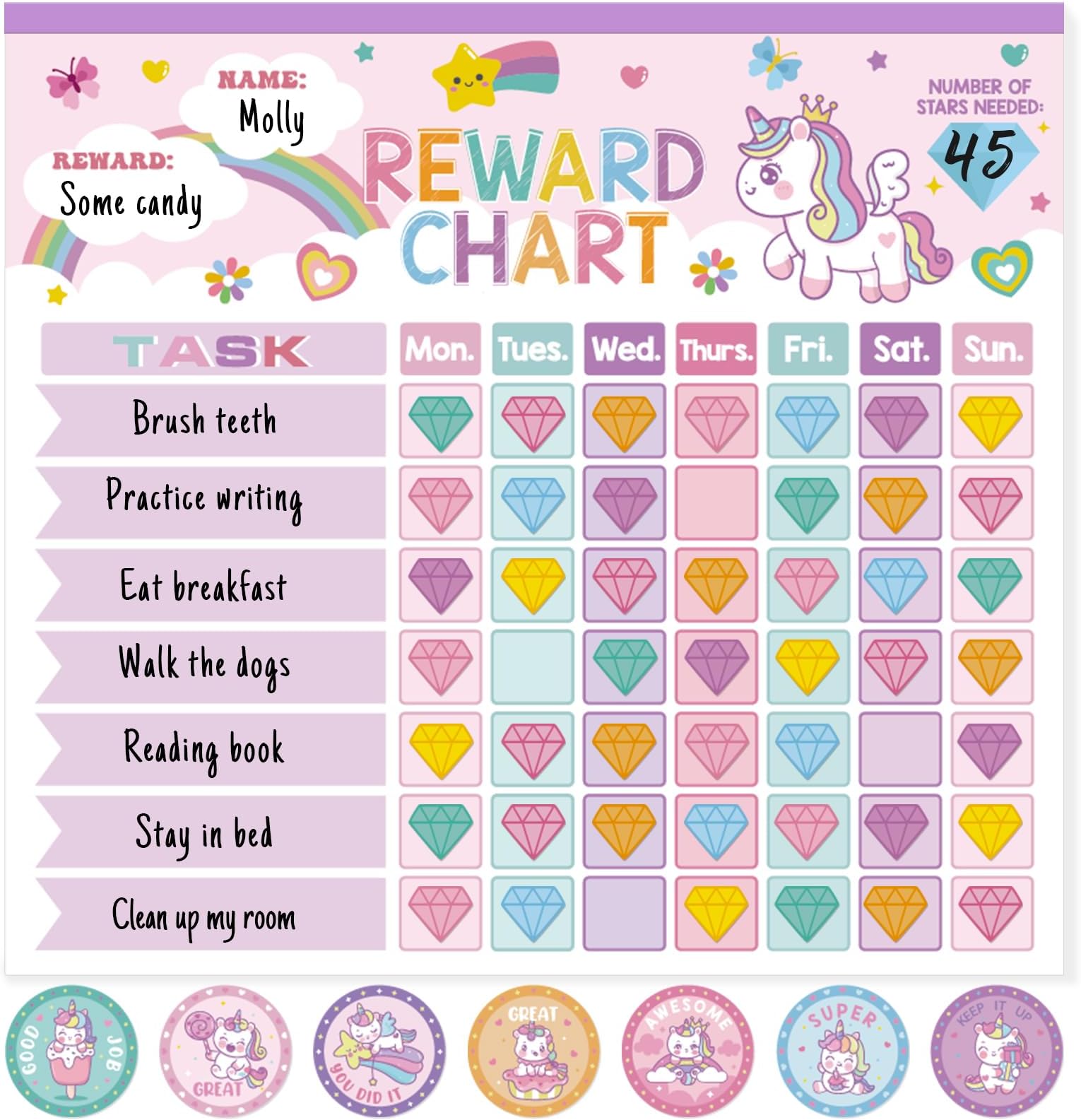Amazon.com: Reward Chart for Kids,Magnetic Behavior Chore Chart for ...