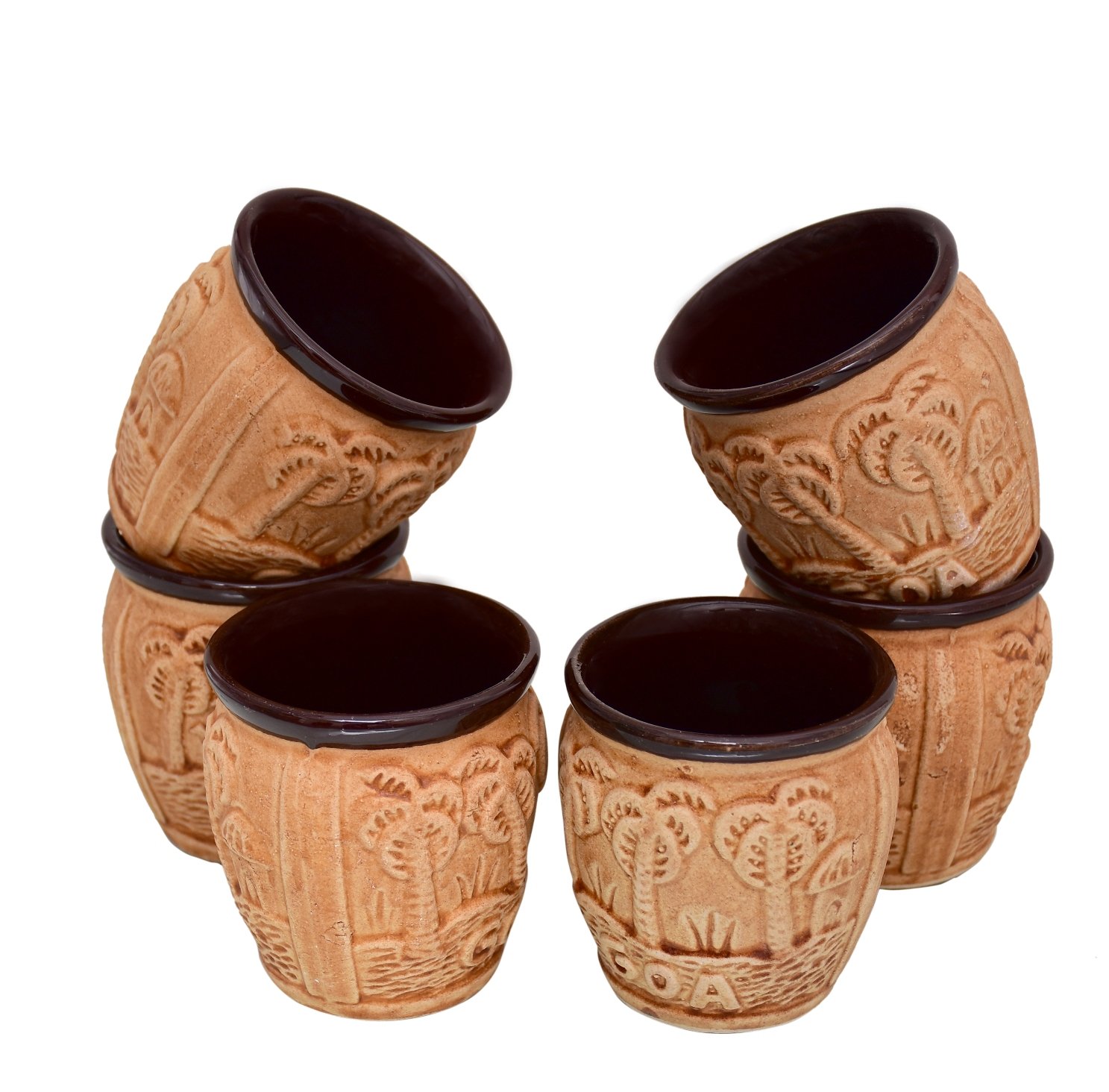 Buy Purpledip Ceramic Kulhad Cup Set: Small Sized Goa Beach Reusable ...