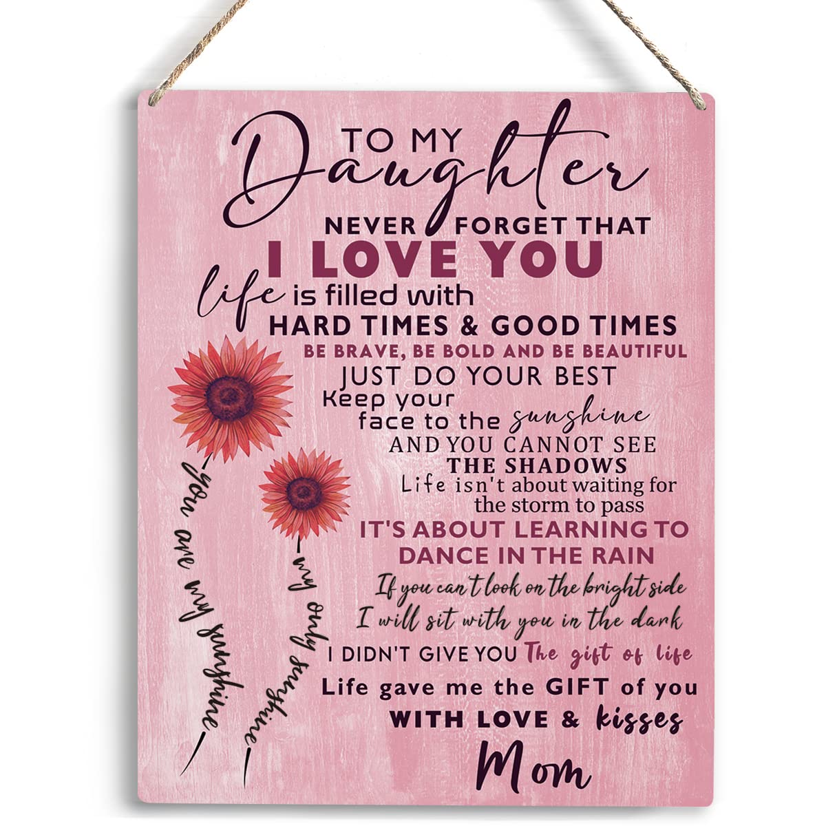 Amazon.com: Inspirational Sunflower Daughter Gift from Mom Wall Art To ...