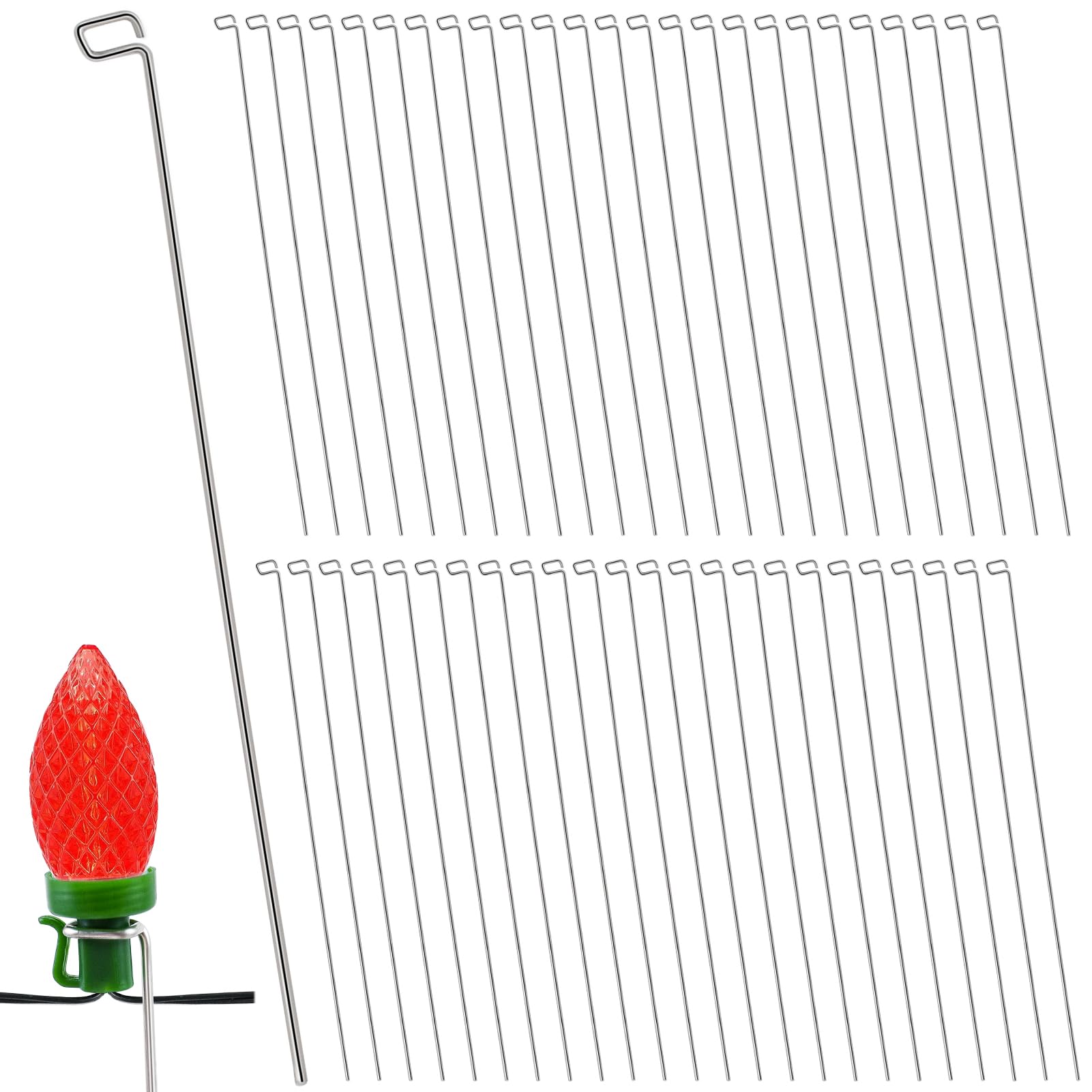Amazon.com : 12 Inch Metal Christmas Light Stakes 60 Pack Christmas ...