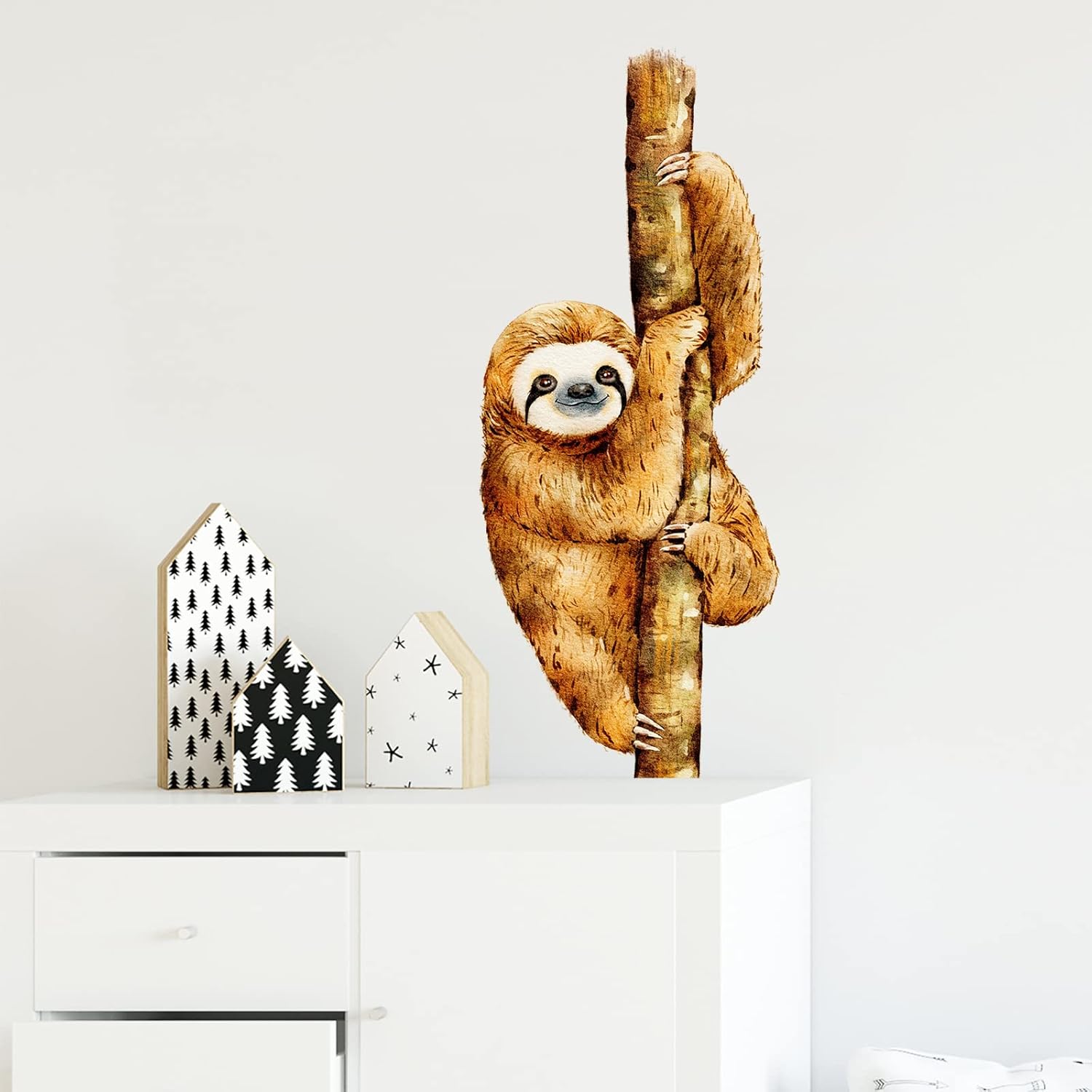 Amazon.com: RoyoLam Cute Sloth on the Tree Trunk Wall Decal Nursery ...